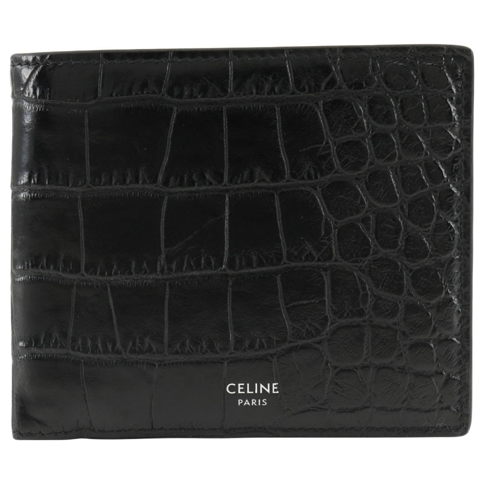 Céline Celine Bi-fold Wallet in Black Embossed Leather ref.2002859 ...