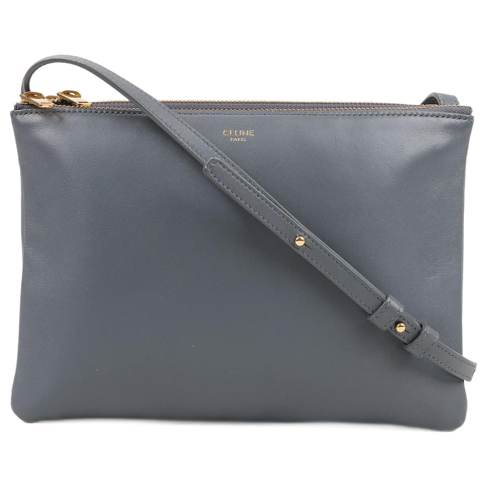 Céline Celine Trio Large Leather Crossbody Bag in Grey ref.2004447 ...