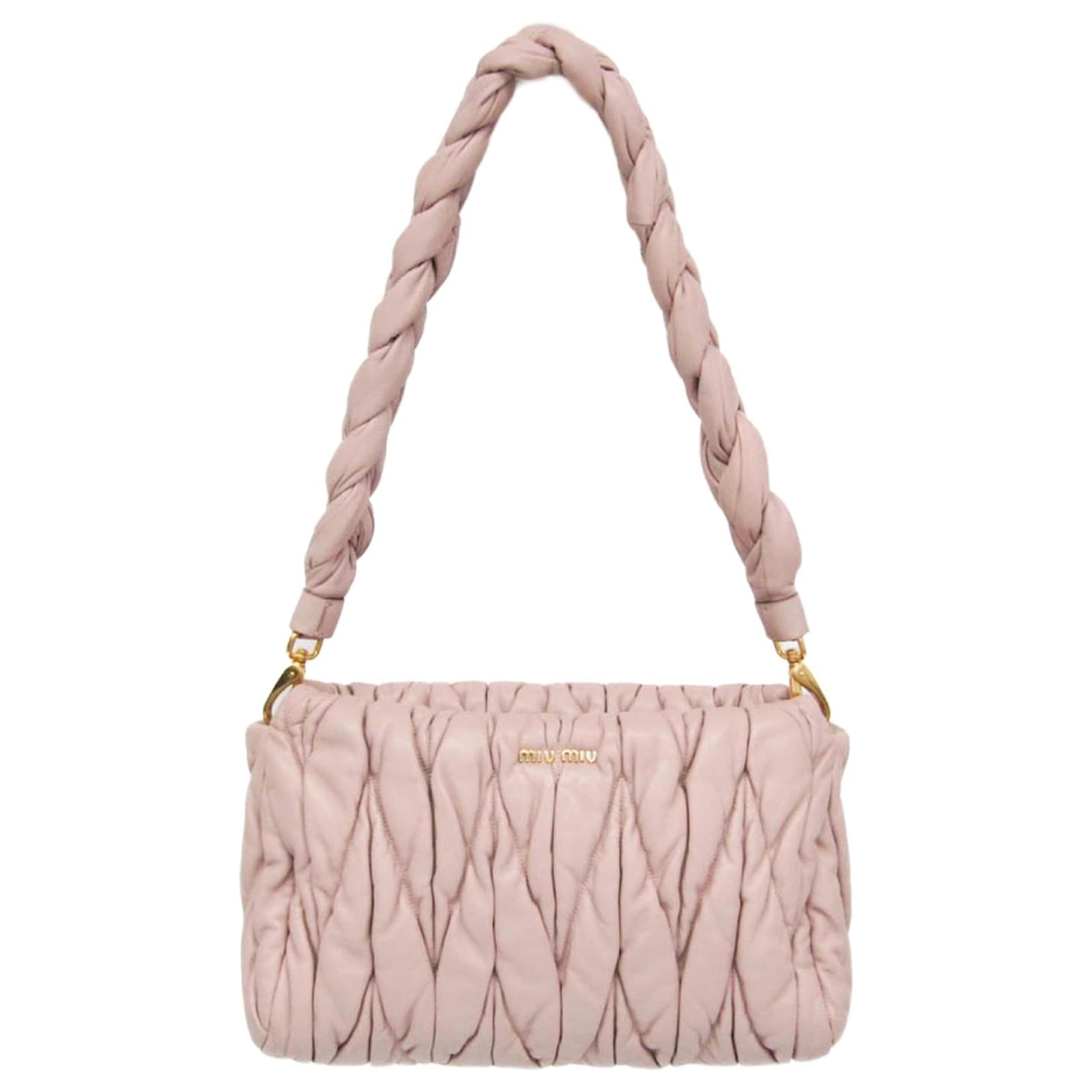Miu Miu Matelasse Leather Shoulder Bag Beige ref.2005417 - Joli Closet