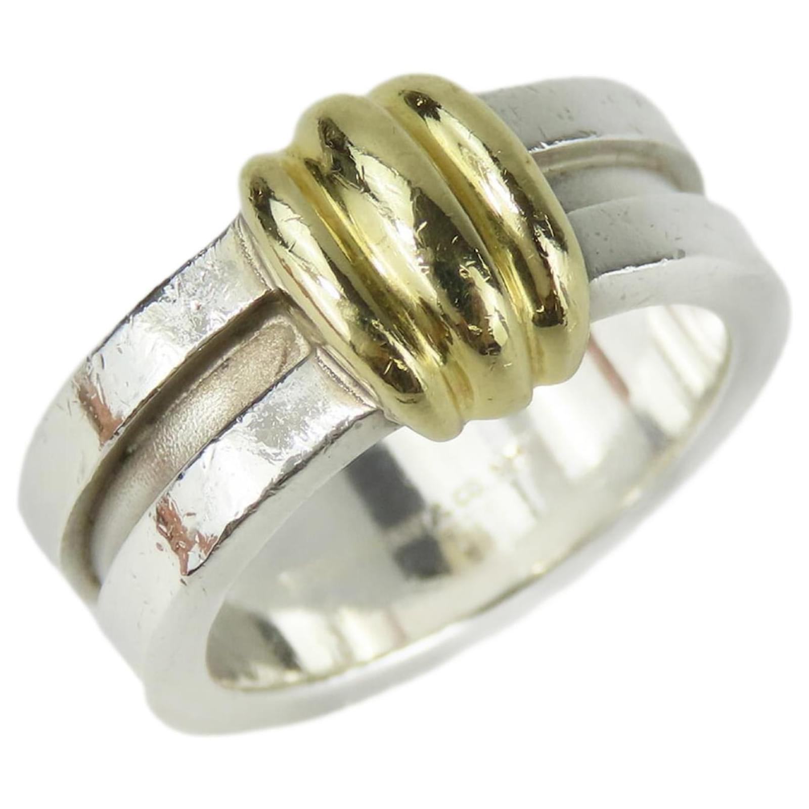 Tiffany & Co Tiffany 3 Row Ring Silver Yellow gold ref.2005534 - Joli ...