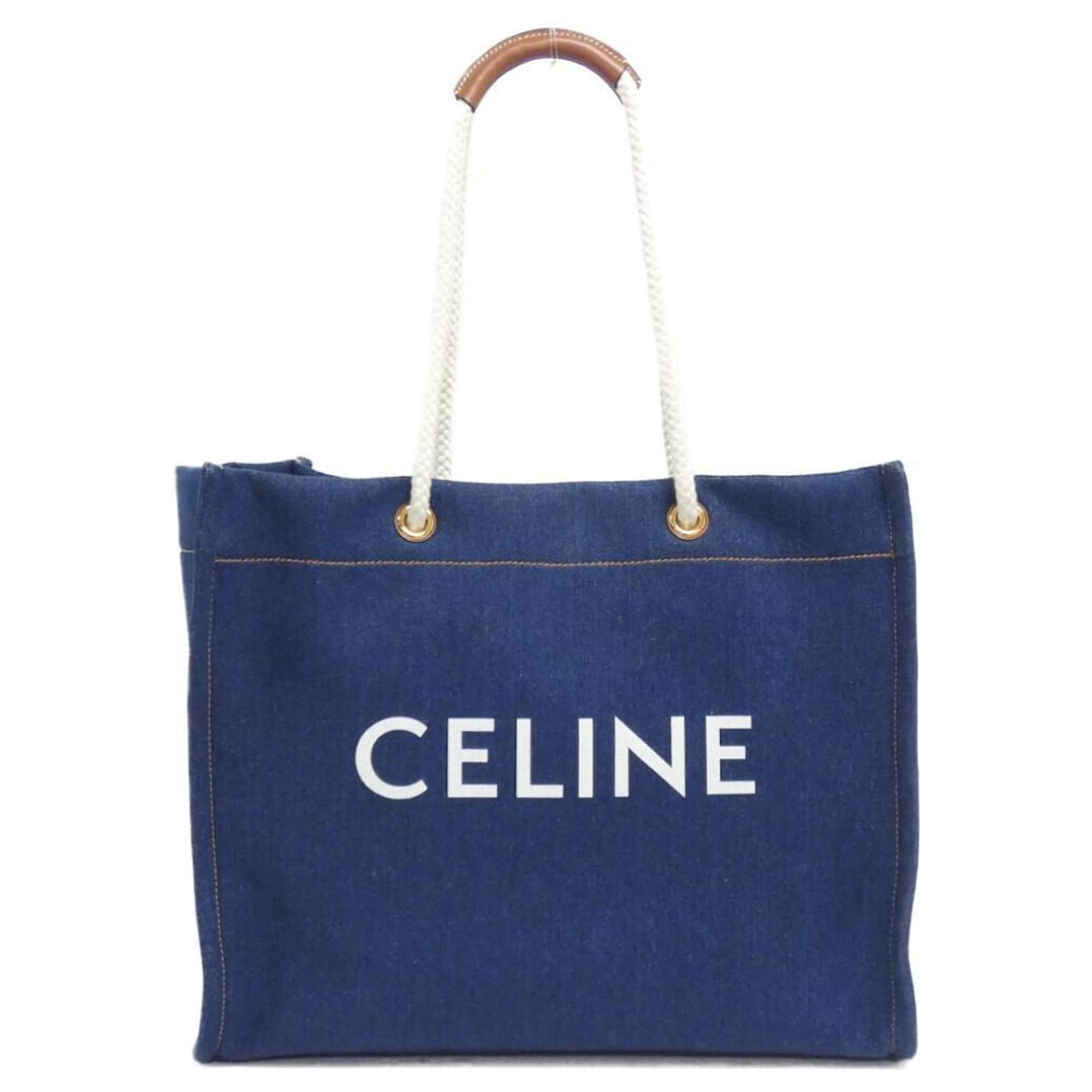 Céline Celine SQUARED CABAS Handbag Navy blue Leather Denim ref.2005654 ...