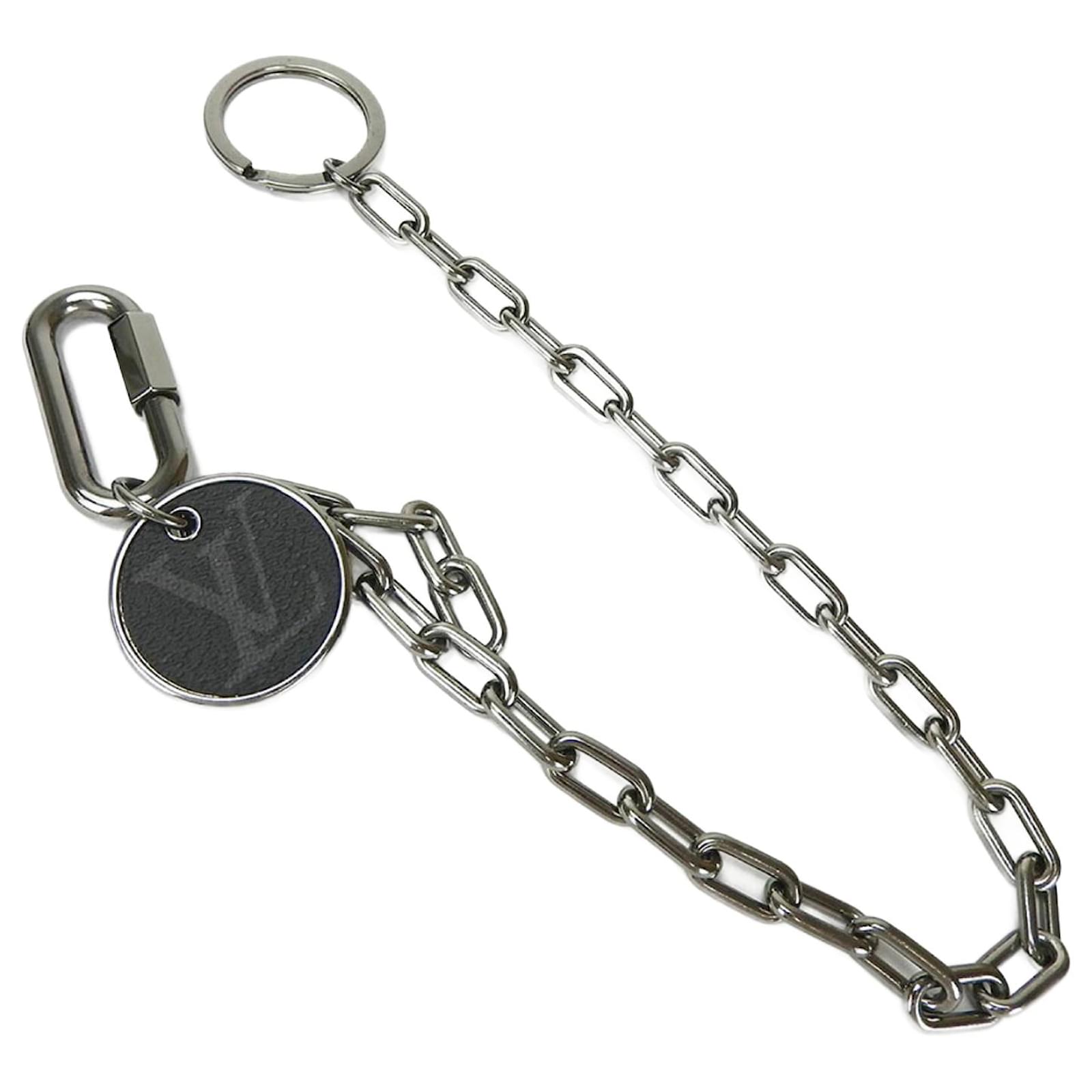 Louis Vuitton Monogram Eclipse Key Chain Black Silvery Cloth Metal ref ...