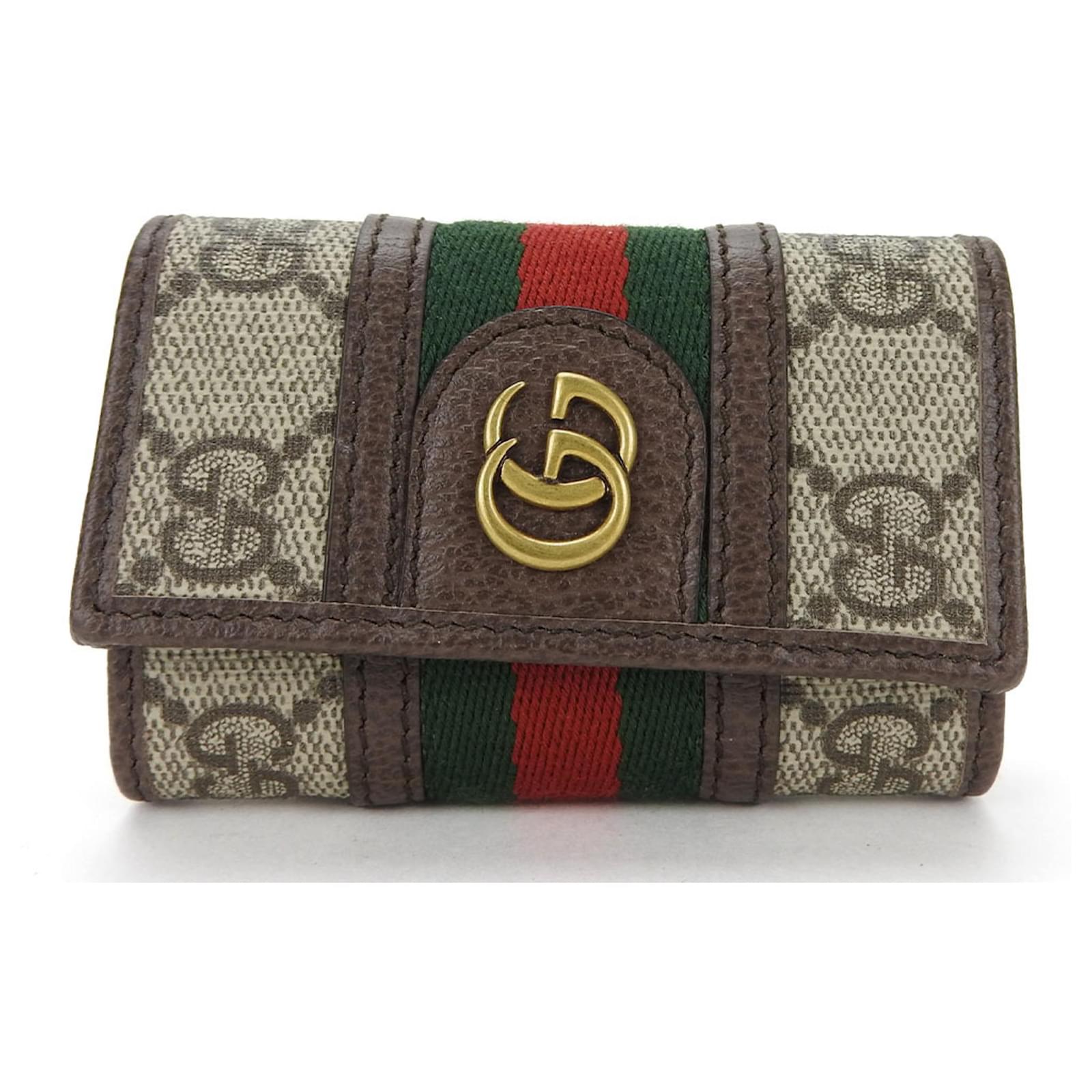 Gucci Ophidia Key Case Red Beige Green Leather Cloth ref.2005950 - Joli ...