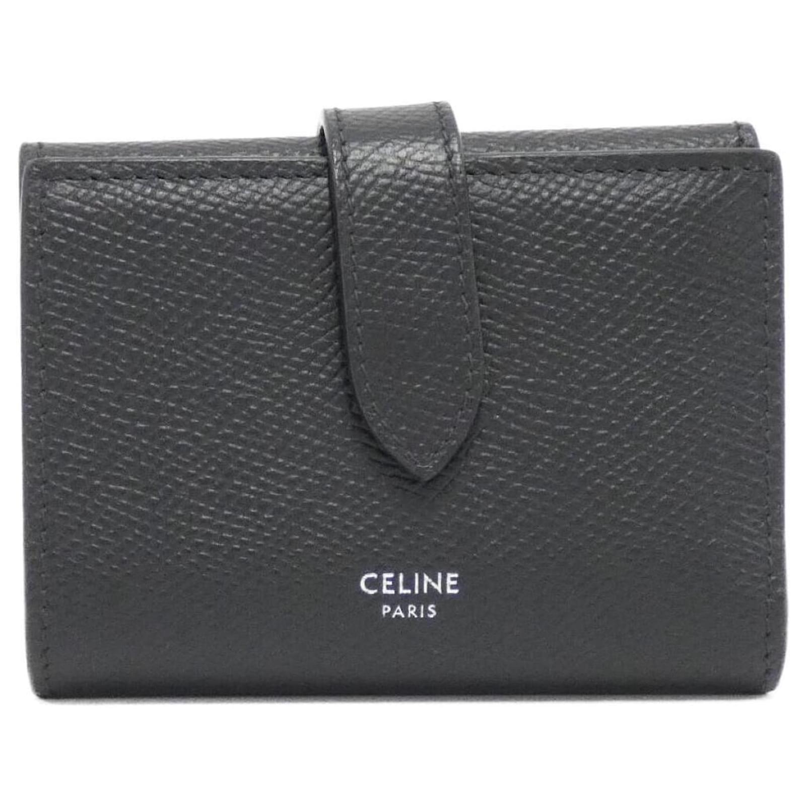Céline Celine Fine Strap Wallet Black Leather ref.2006135 - Joli Closet