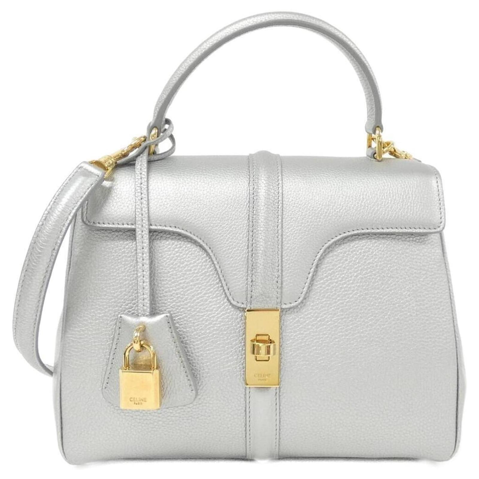 Céline Celine SMALL 16 188003BKD Handbag Silvery Leather ref.2006148 ...