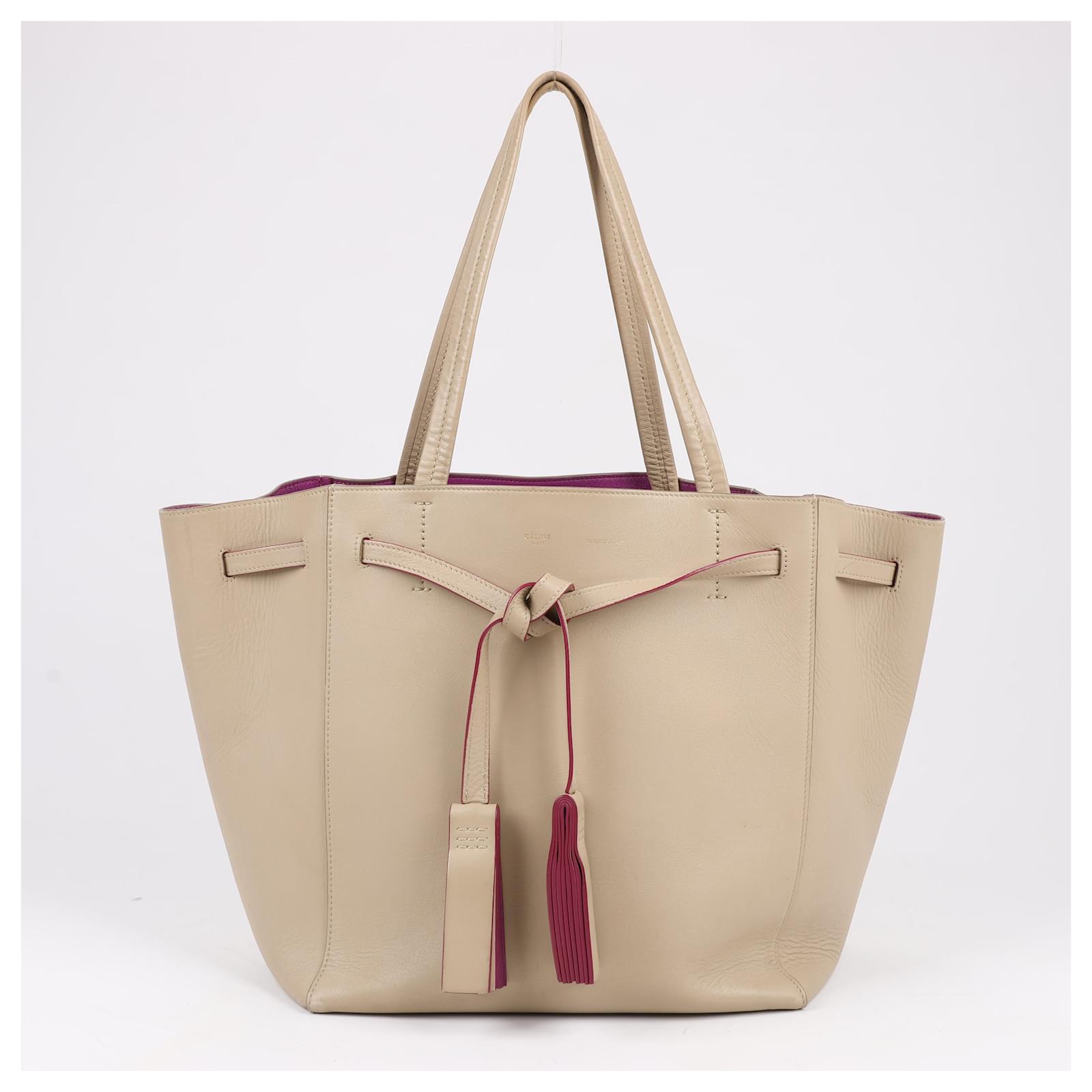 Céline Celine Small Cabas Phantom Leather Shoulder Bag in Beige ref ...