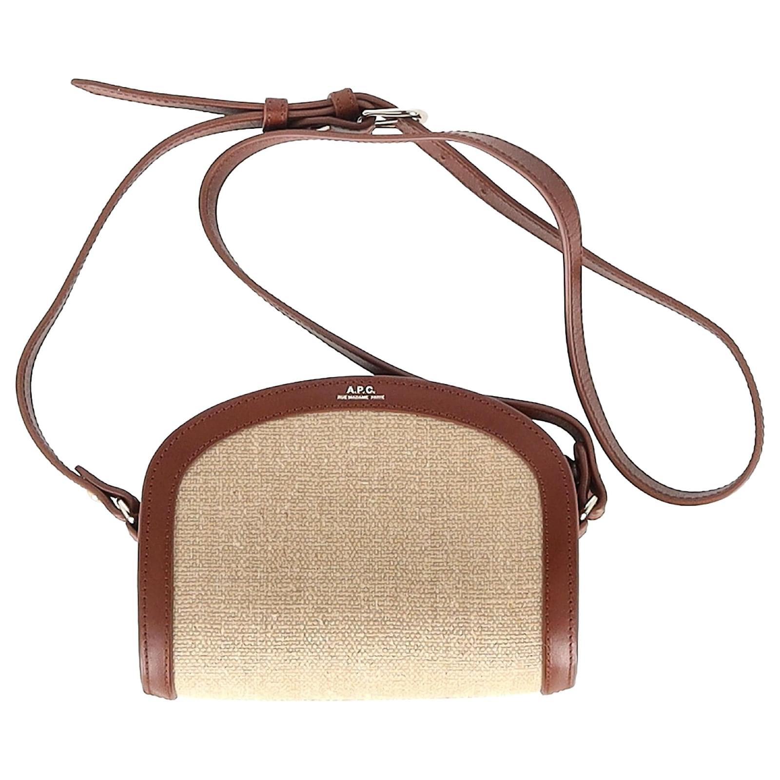 Apc A.P.C. Mini Genève Crossbody Bag in Brown Jute & Leather Red ref ...