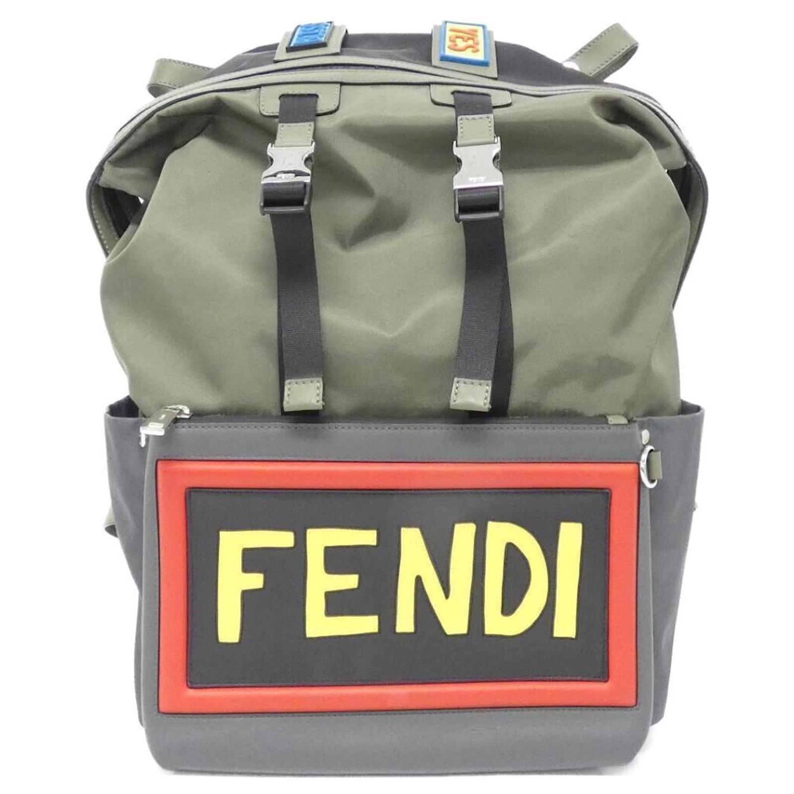 Fendi 7VZ037 SIU Backpack Khaki Nylon ref.2009774 - Joli Closet
