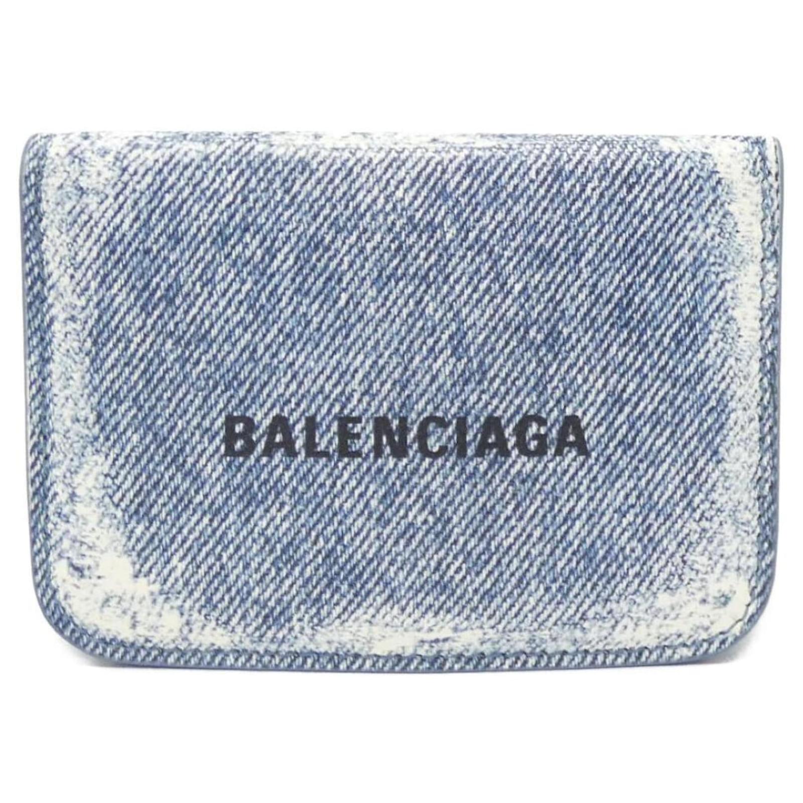 Balenciaga Cash Mini Wallet Blue Leather ref.2010274 - Joli Closet
