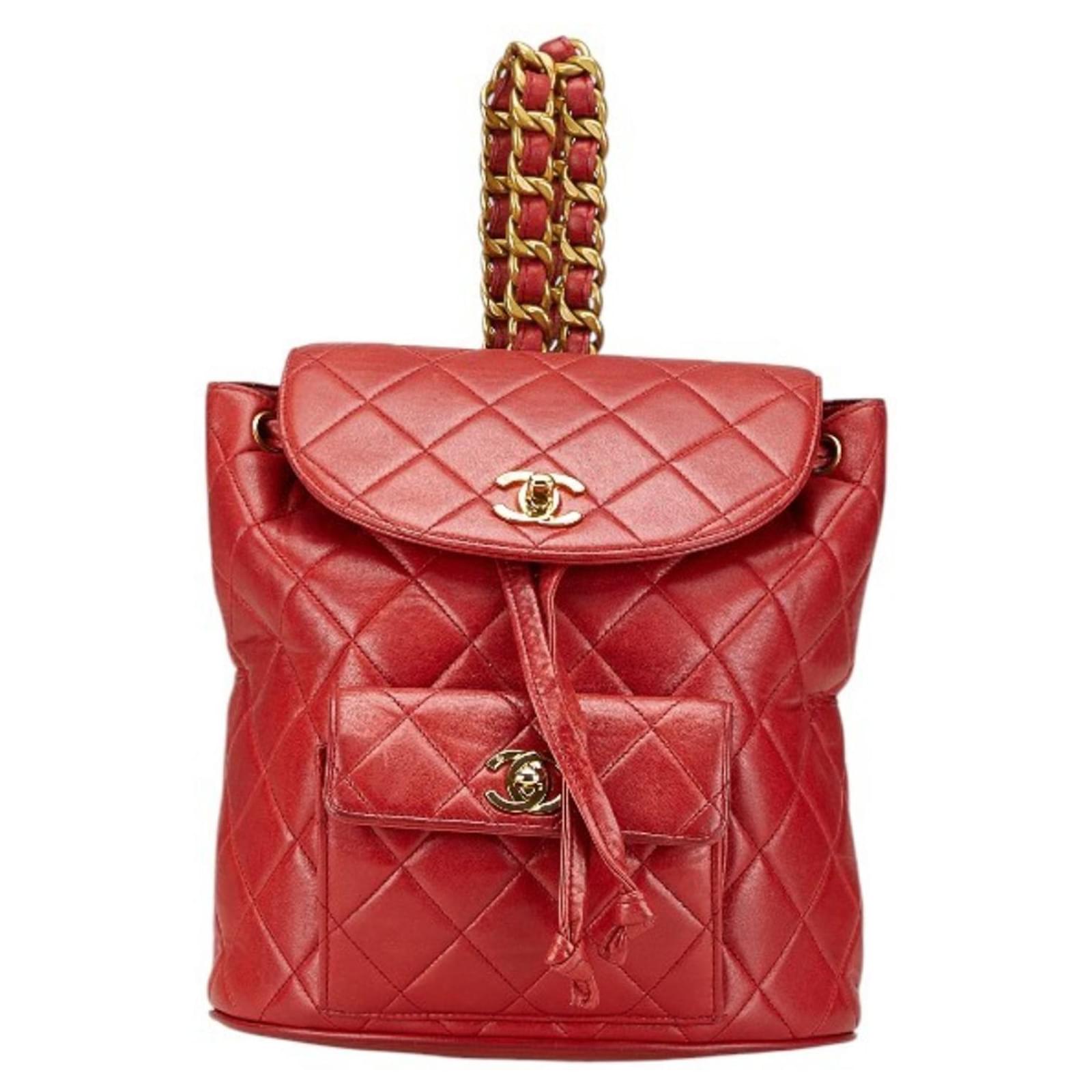 Chanel Matelasse Coco Mark Backpack Red Leather ref.2016990 - Joli Closet
