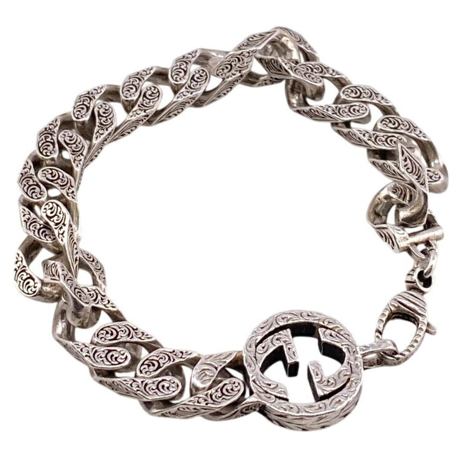 Gucci Interlocking G Arabesque Charm Bracelet Silvery Silver ref ...