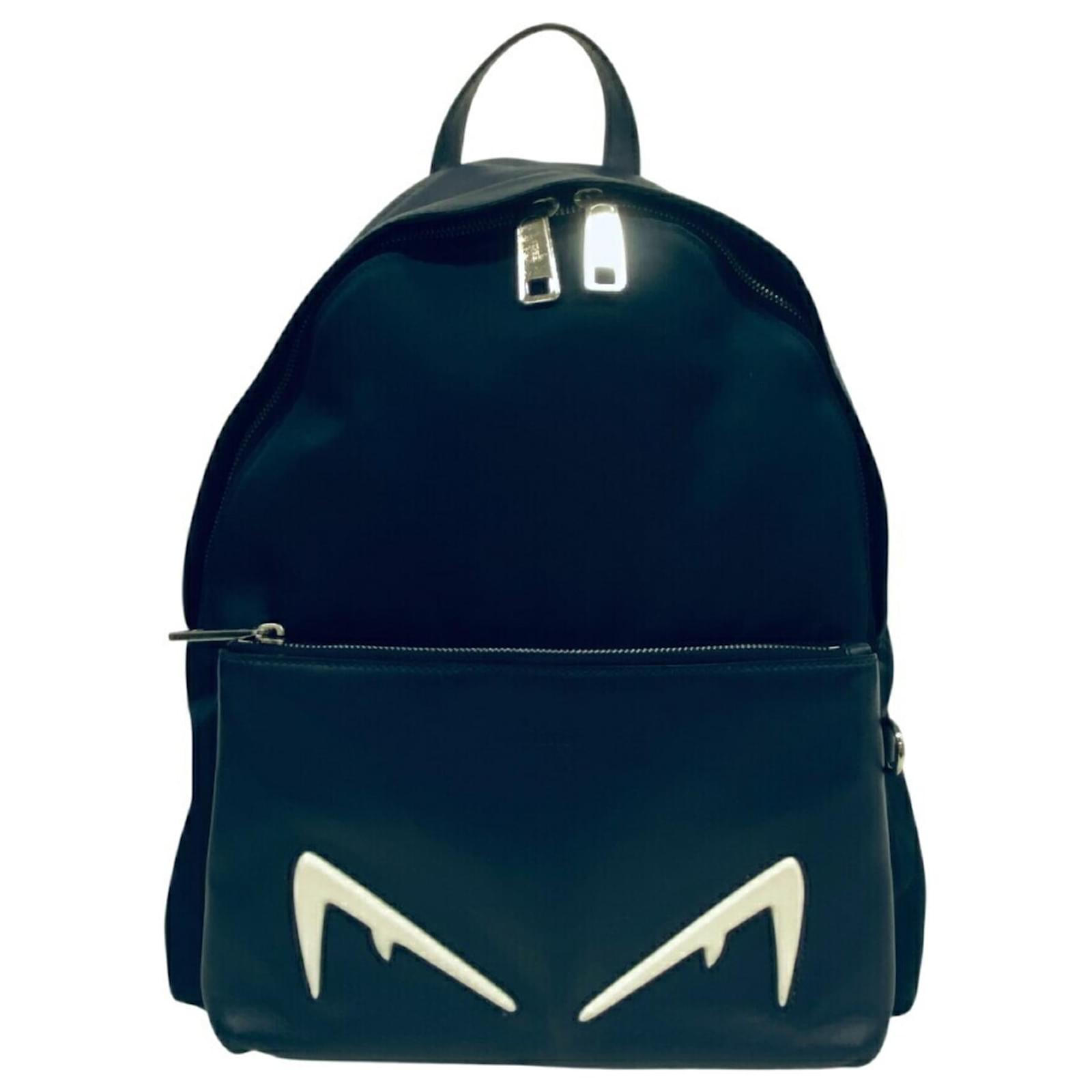 Fendi Navy Monster Backpack Navy blue Leather Nylon ref.2017020 - Joli ...