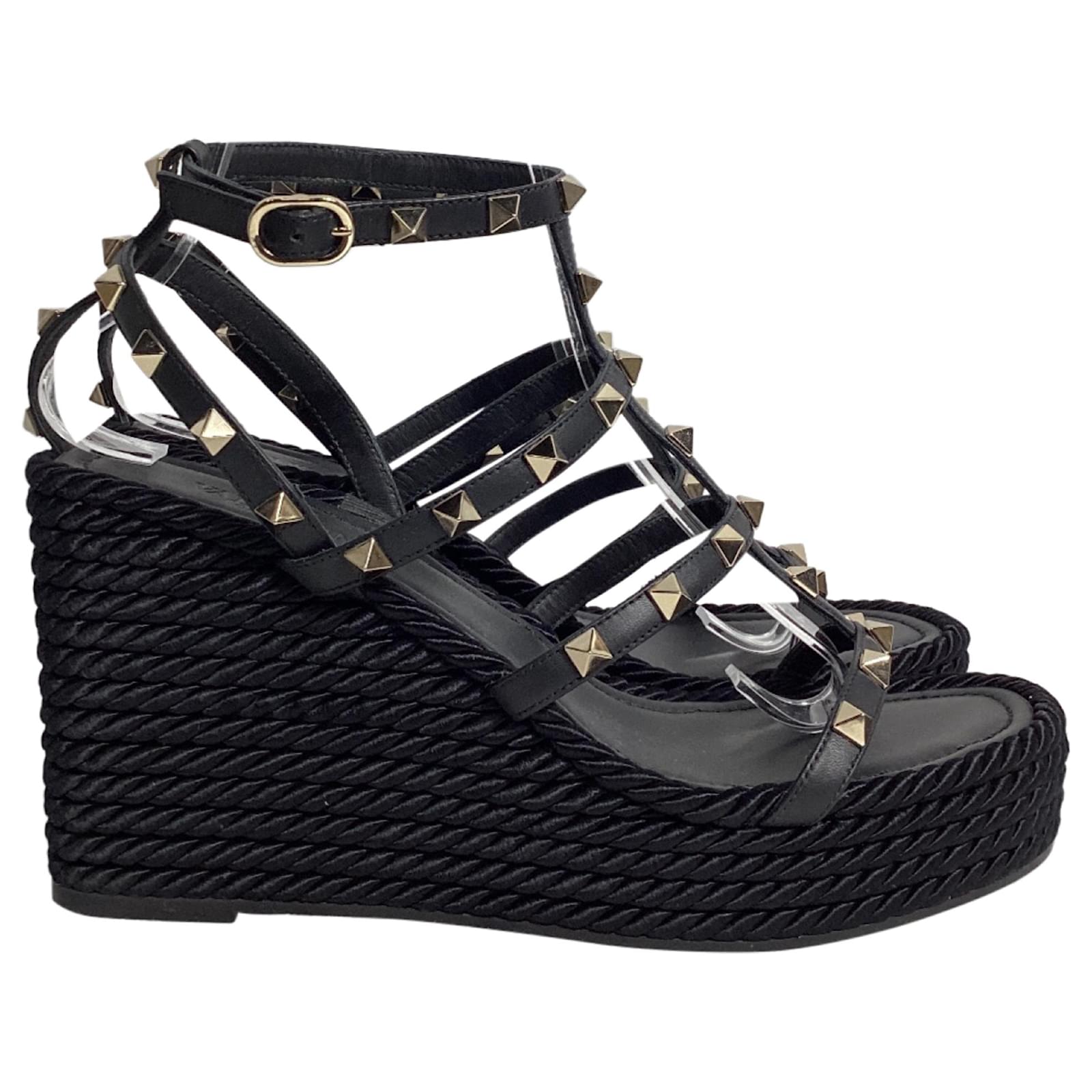 Valentino Garavani Valentino Rockstud Torchon Cage Espadrille Wedge ...