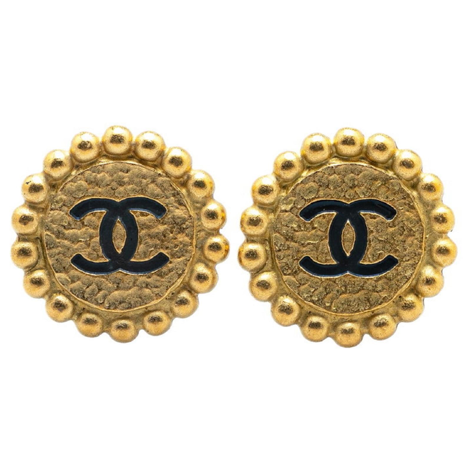 Chanel Coco Mark Clip Earrings Black Gold-plated ref.2019299 - Joli Closet
