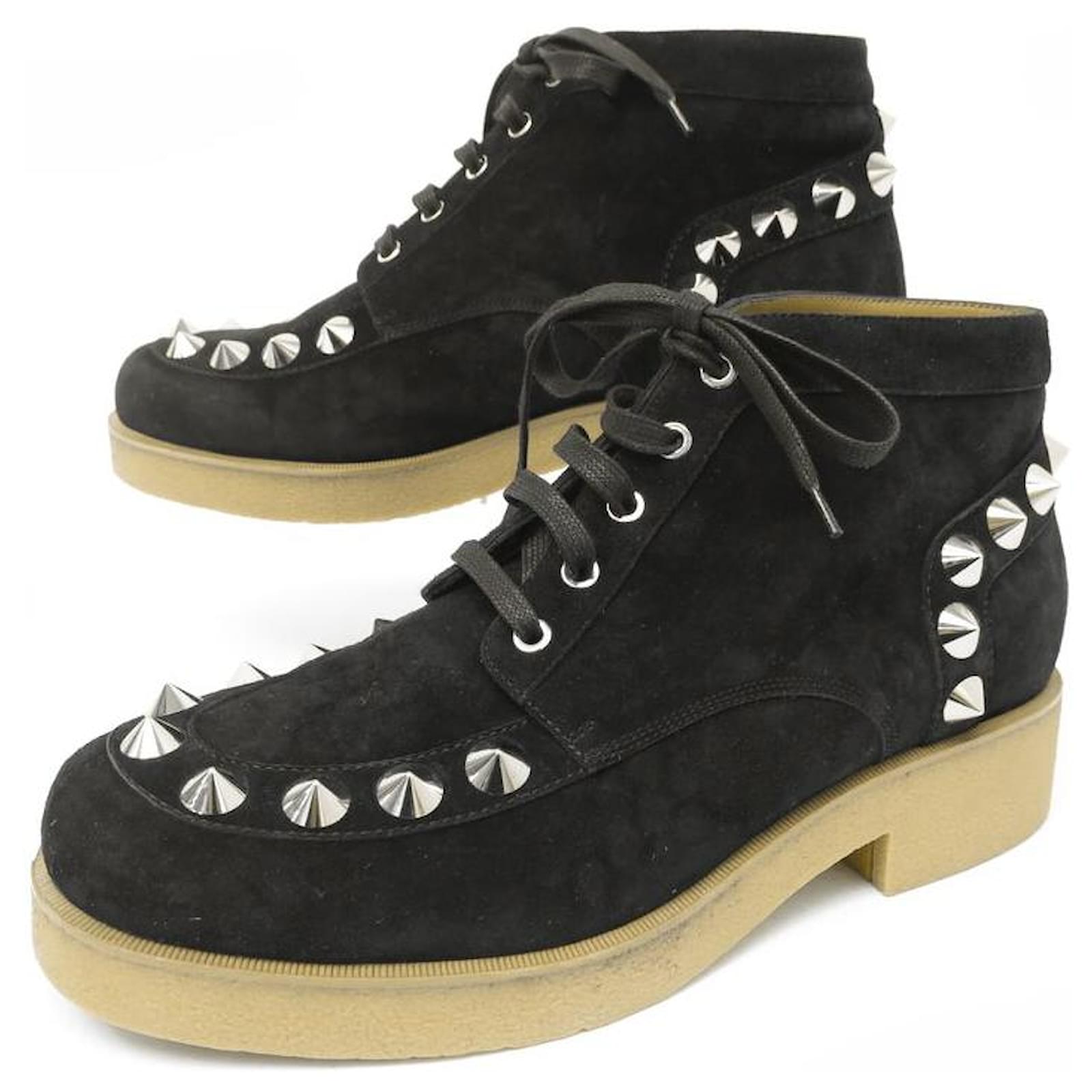 NINE CHRISTIAN LOUBOUTIN GIANT SPIKES BOOTS 44 IN SUEDE Black ref ...