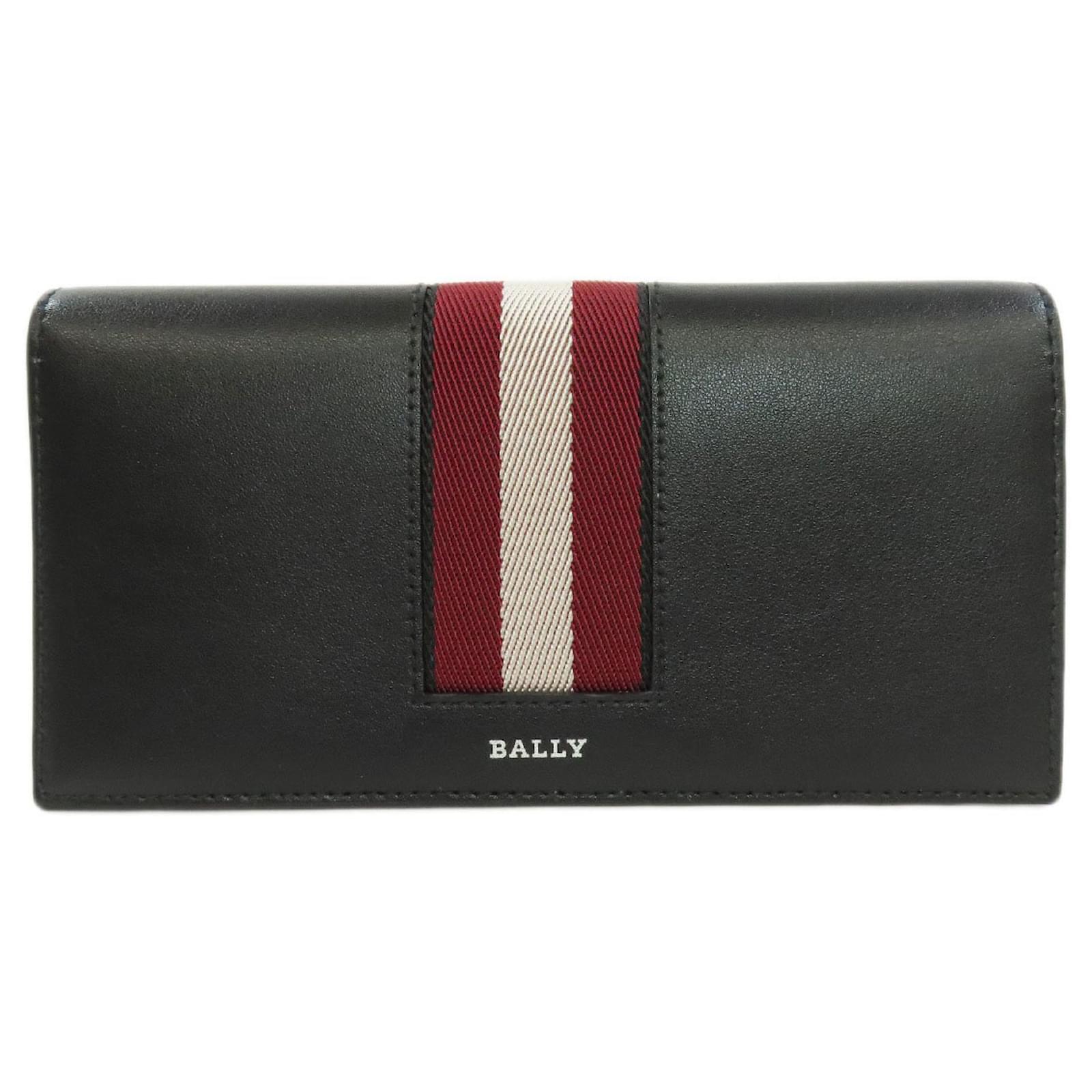 Bally Stripe Long Wallet Black Leather ref.2020066 - Joli Closet