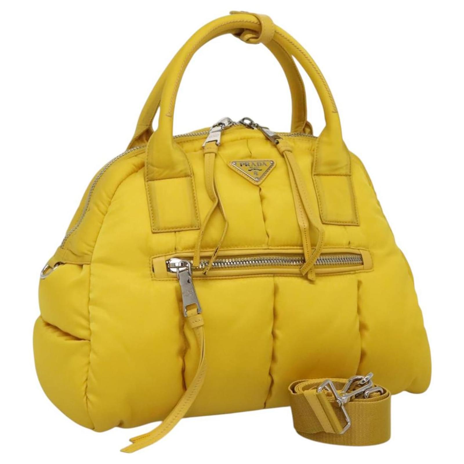 PRADA Hand Bag Nylon 2way Yellow Auth 110908 ref.2020603 - Joli Closet
