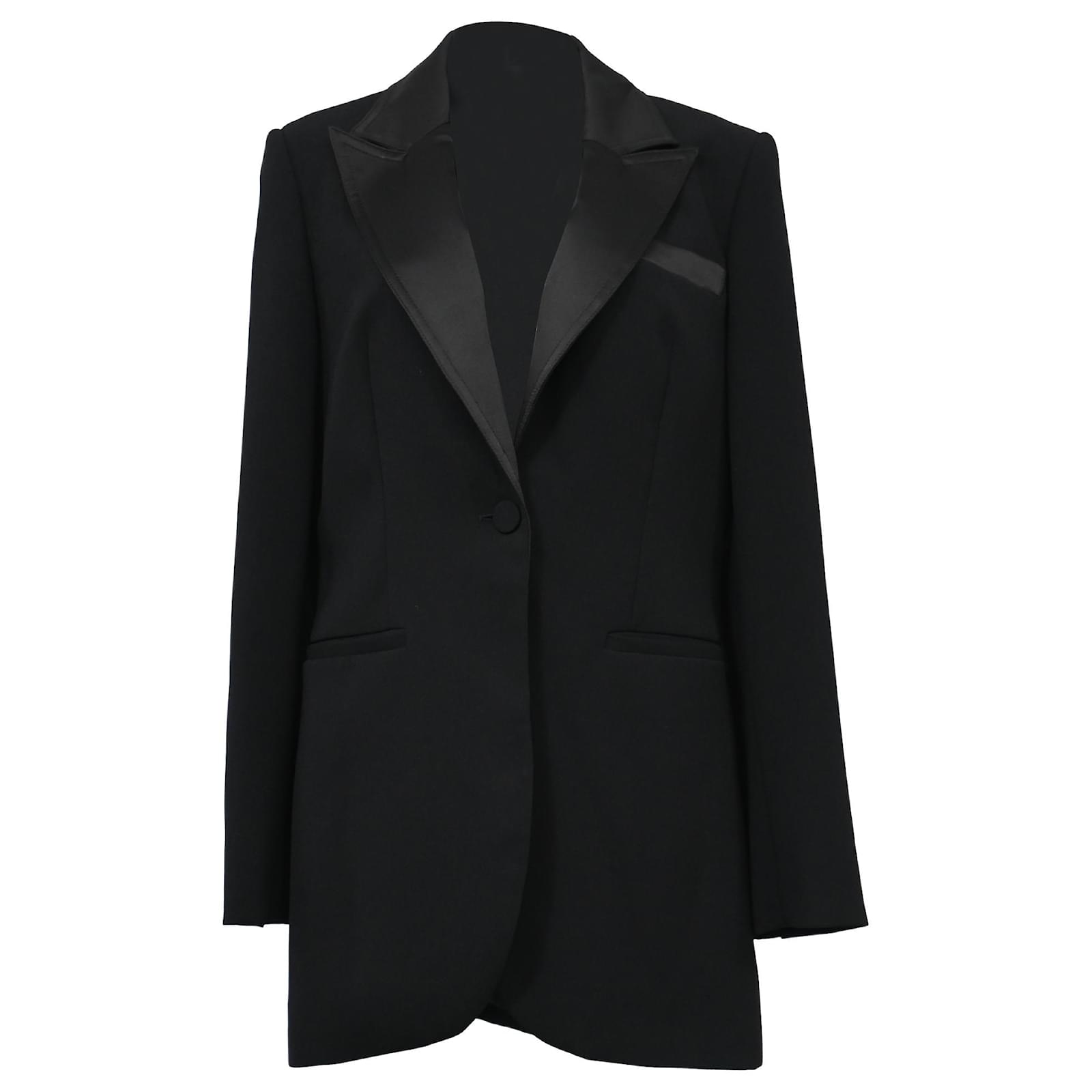 Self portrait Self-Portrait Single-Breasted Tux Blazer in Black Wool ...