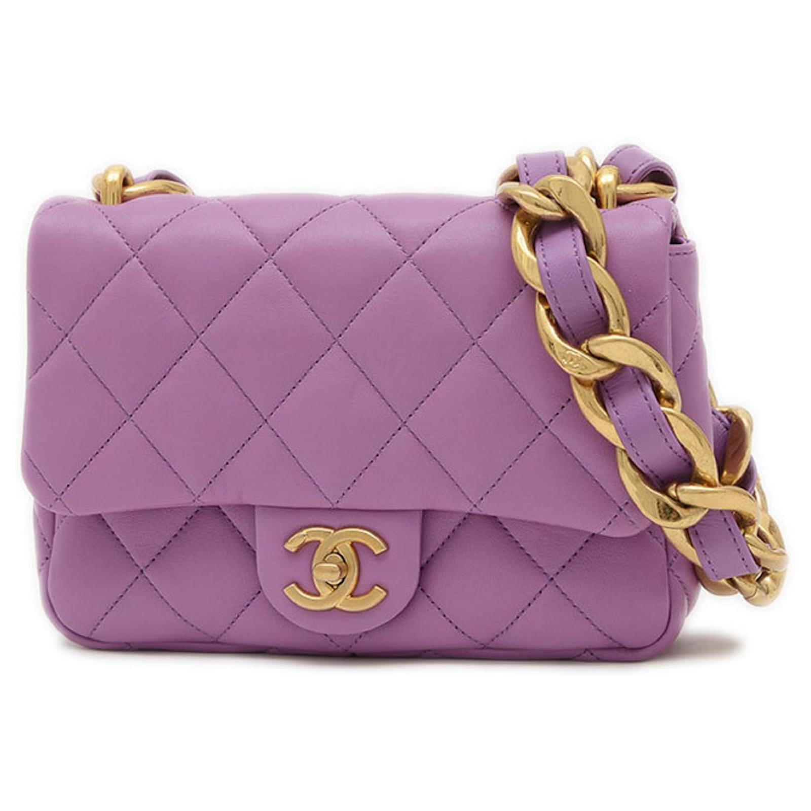 Chanel Matelasse Chain Shoulder Bag Purple Leather ref.2022297 - Joli ...