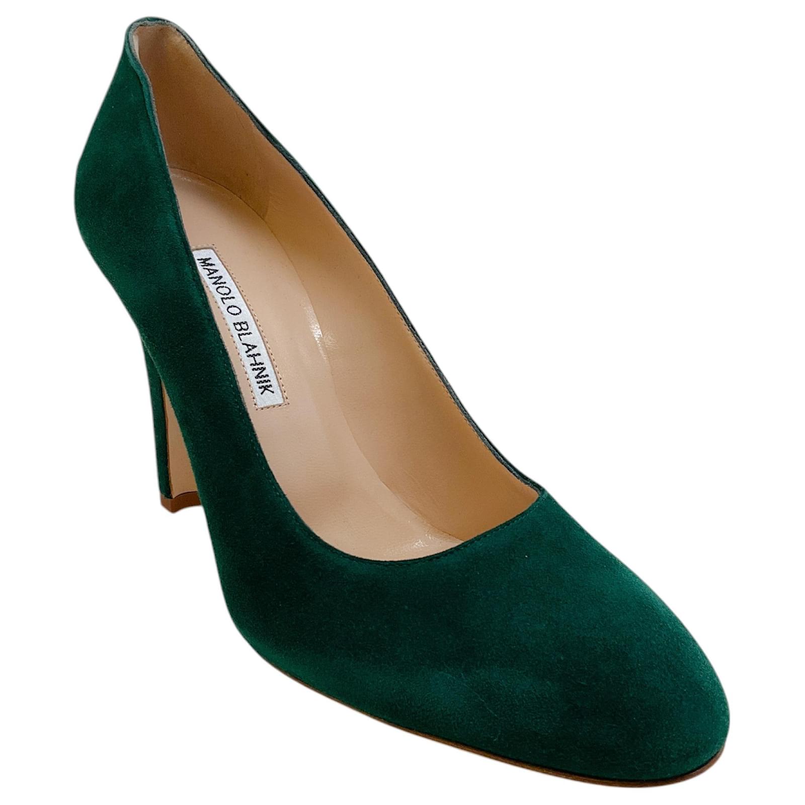 Manolo Blahnik Dark Green Suede Verin 105 Pumps ref.2024249 - Joli Closet