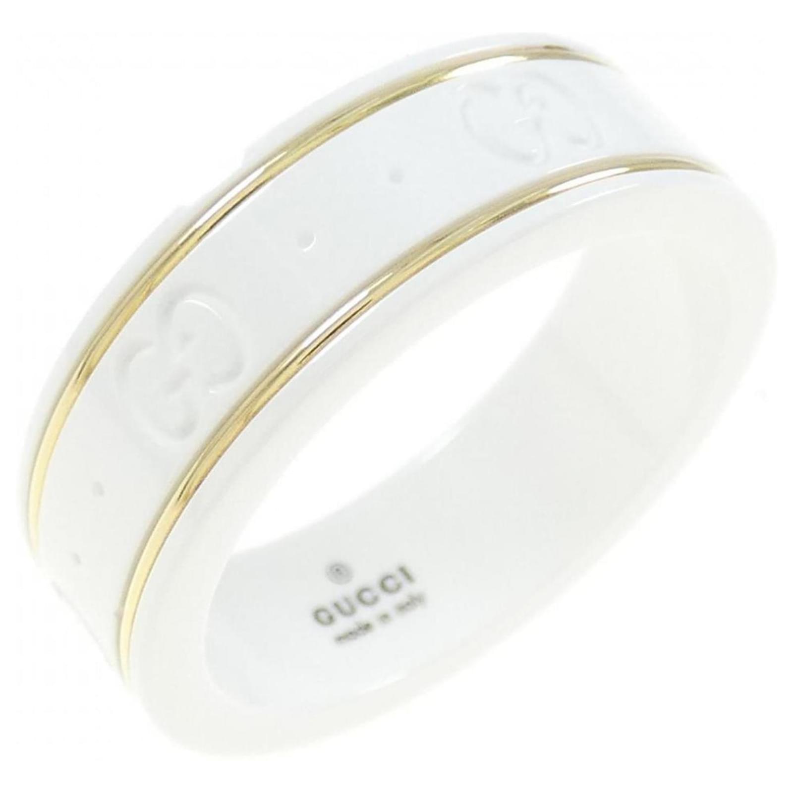 Gucci Icon Ring White Golden Yellow gold Ceramic ref.2025306 - Joli Closet