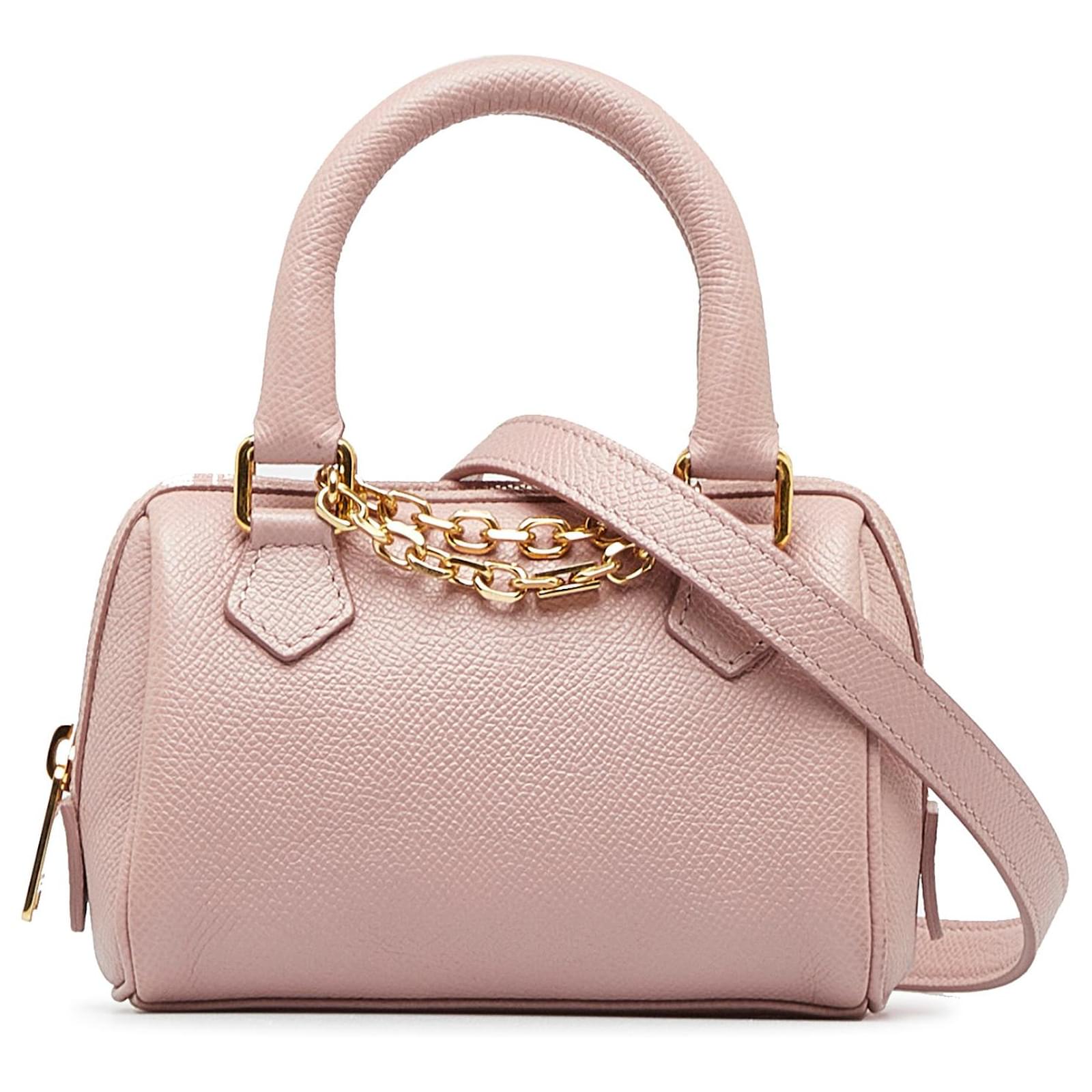 Céline Celine Mini Grained Leather Chain Boston Pink Plastic ref ...
