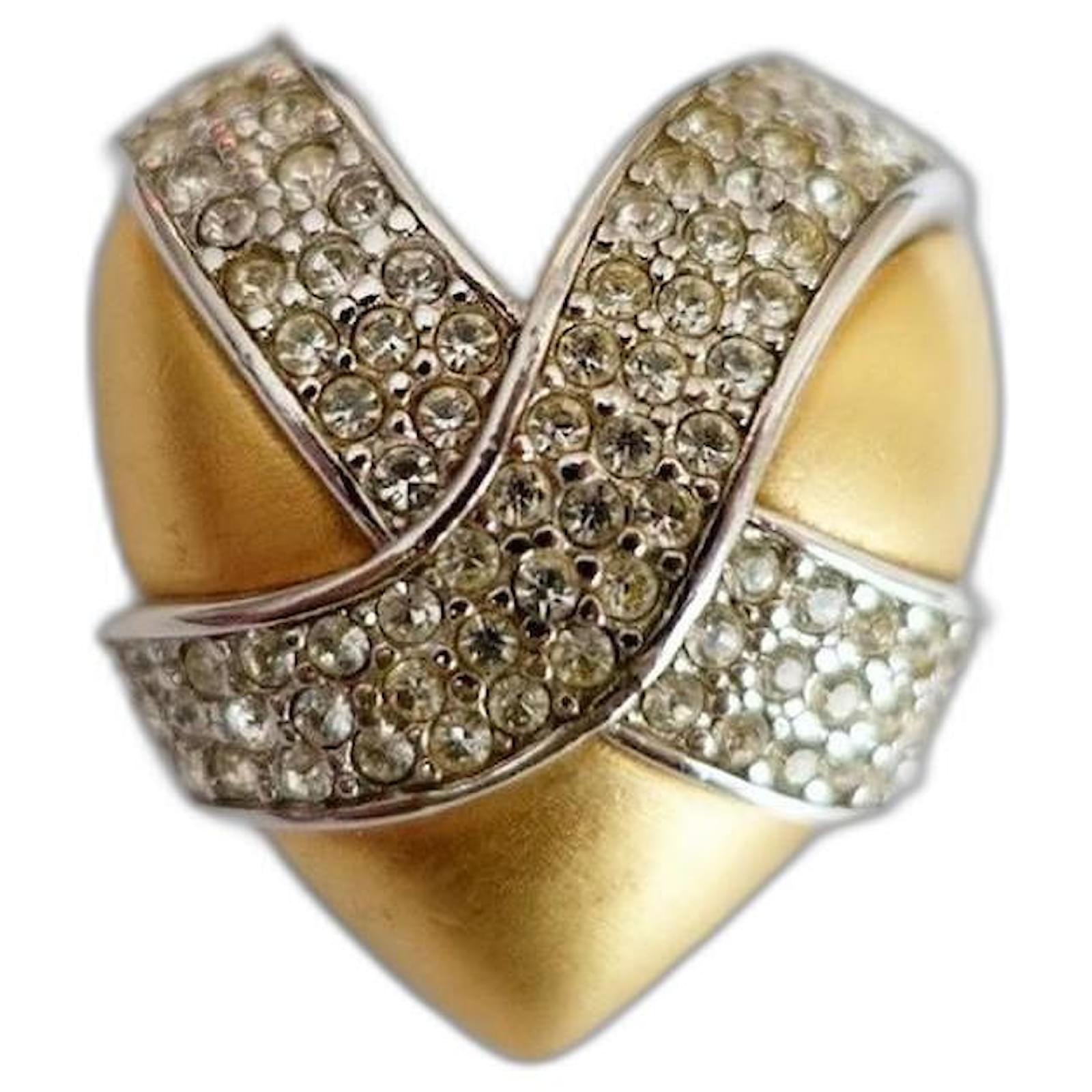 Givenchy Designer Heart Brooch 1980 Vintage Golden Gold-plated ref ...