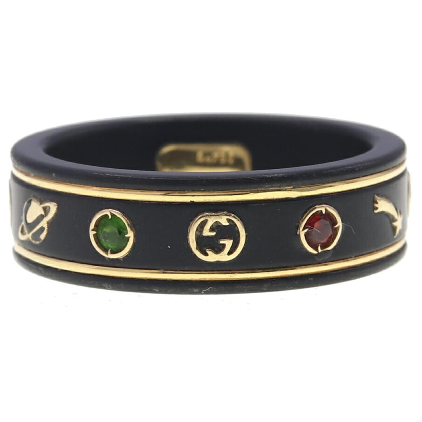 Gucci 18K Yellow Gold Band Ring Black ref.2026337 - Joli Closet