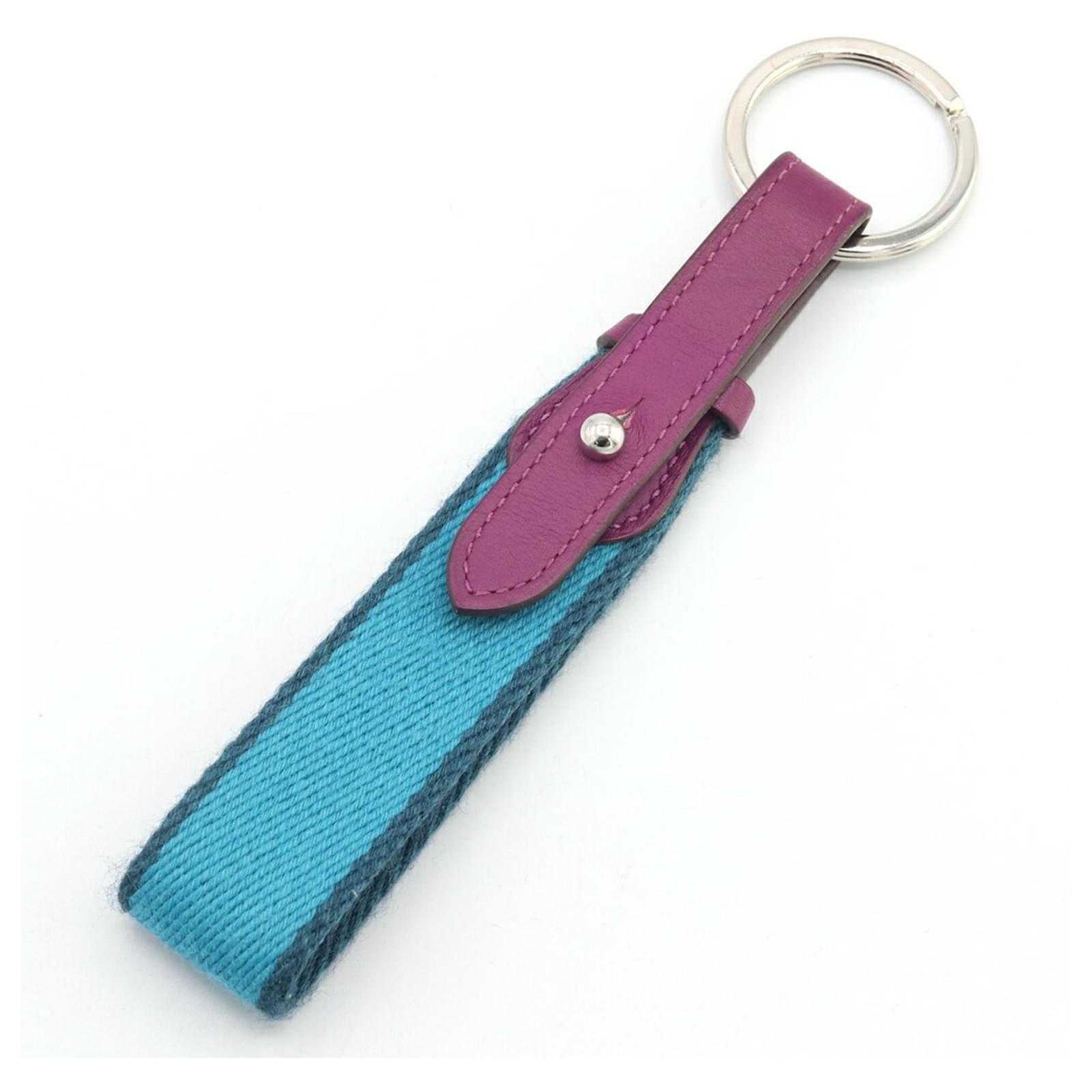 Hermès Hermes Woolly Scratch Keyring Blue Purple Leather Cloth ref ...