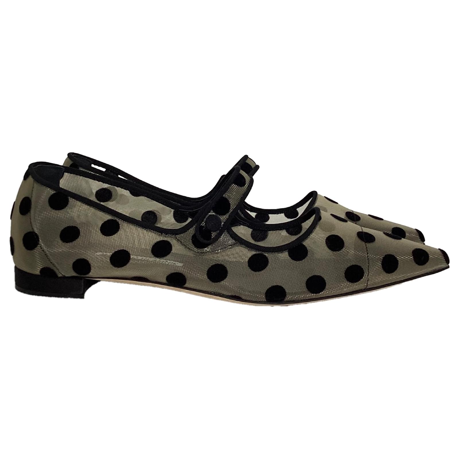 Manolo Blahnik Manolo Blanhnik Campari Polka Dot Mary Jane Flats in ...
