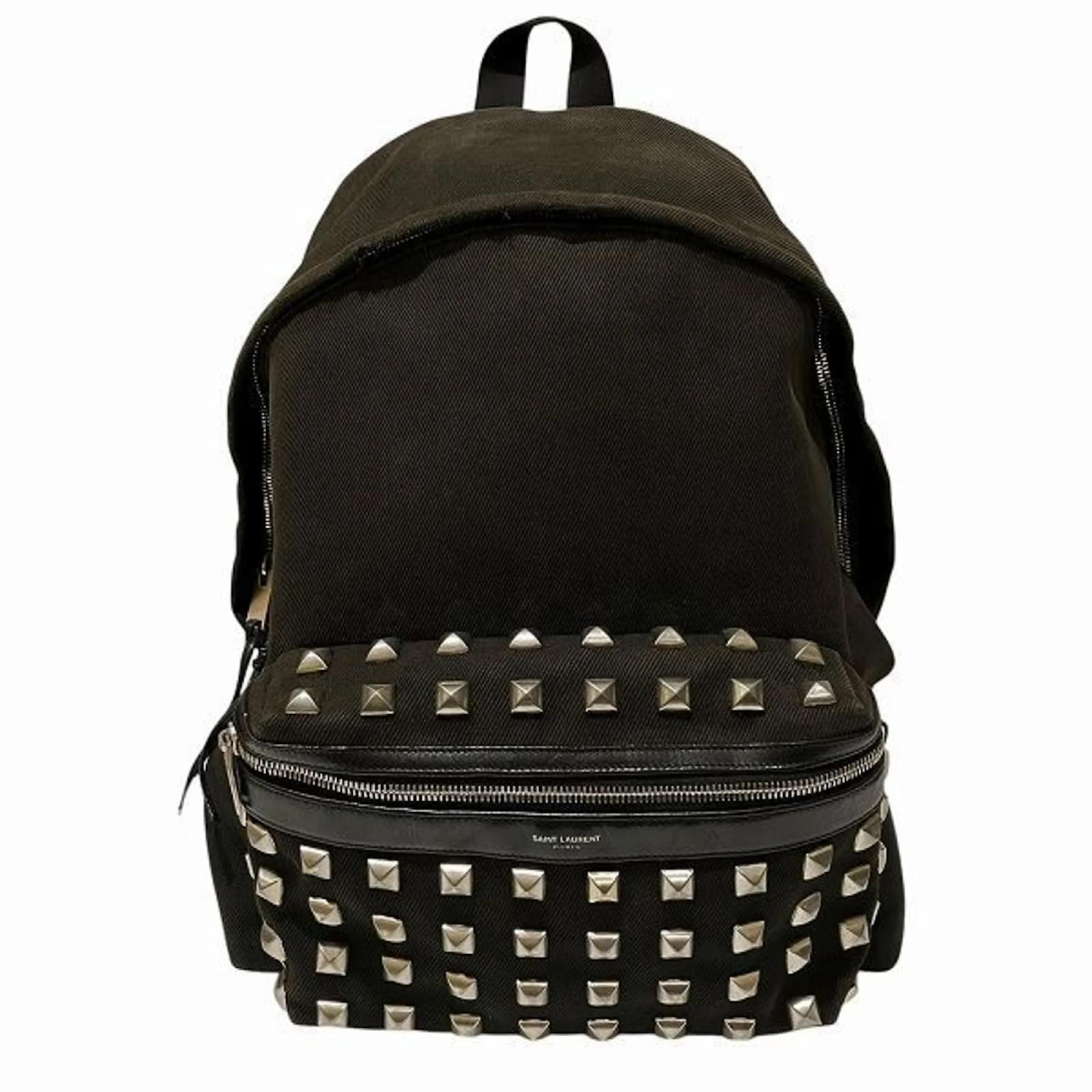 Yves Saint Laurent Black Studded Backpack Leather Cloth ref.2029503 ...
