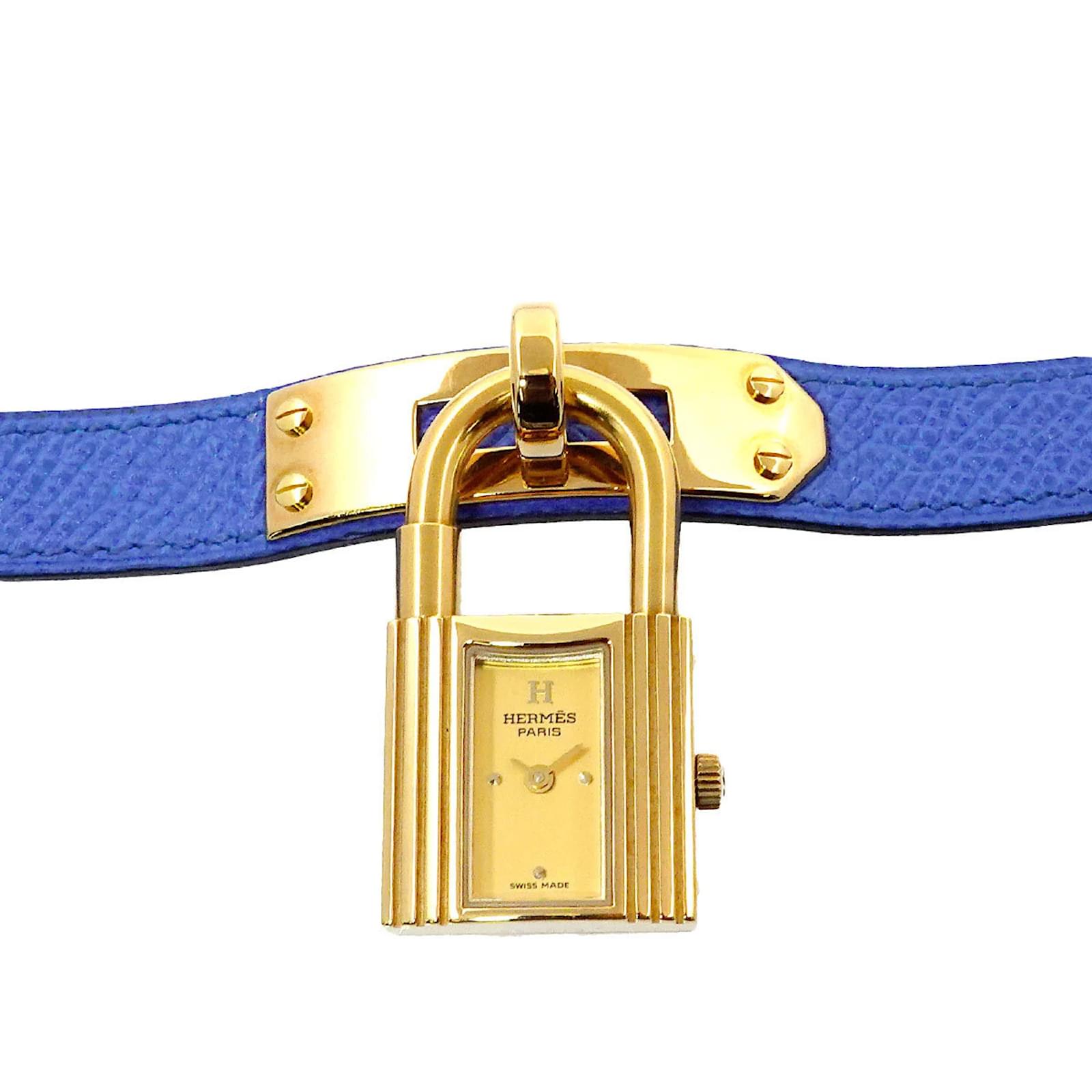 Hermès Hermes Kelly Watch Women's Gold Blue Quartz Padlock ref.2036907 ...