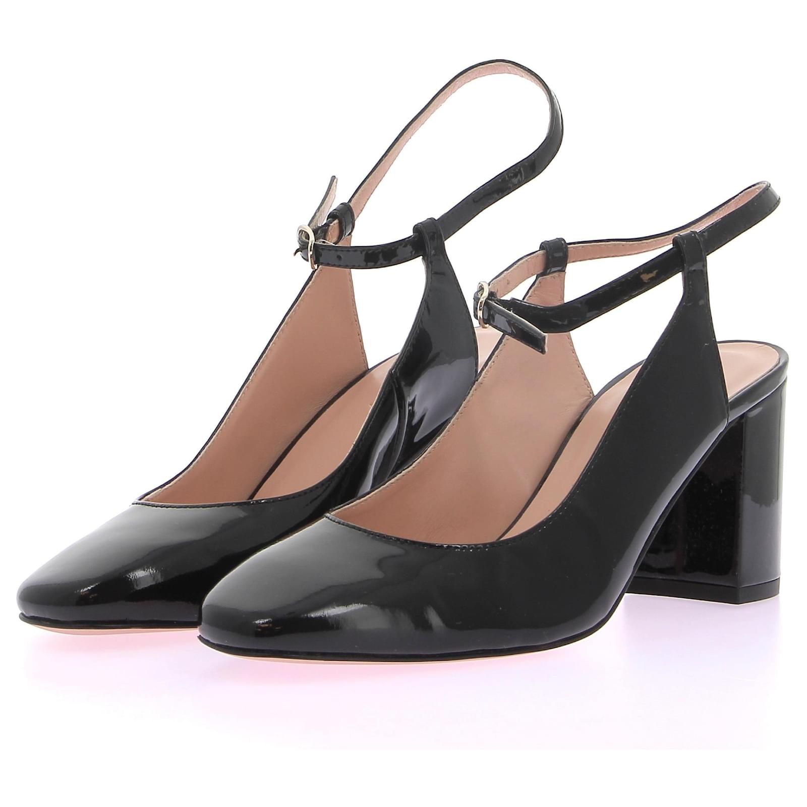 J.CREW Heels T.US 6.5 Leather Black ref.2038273 - Joli Closet