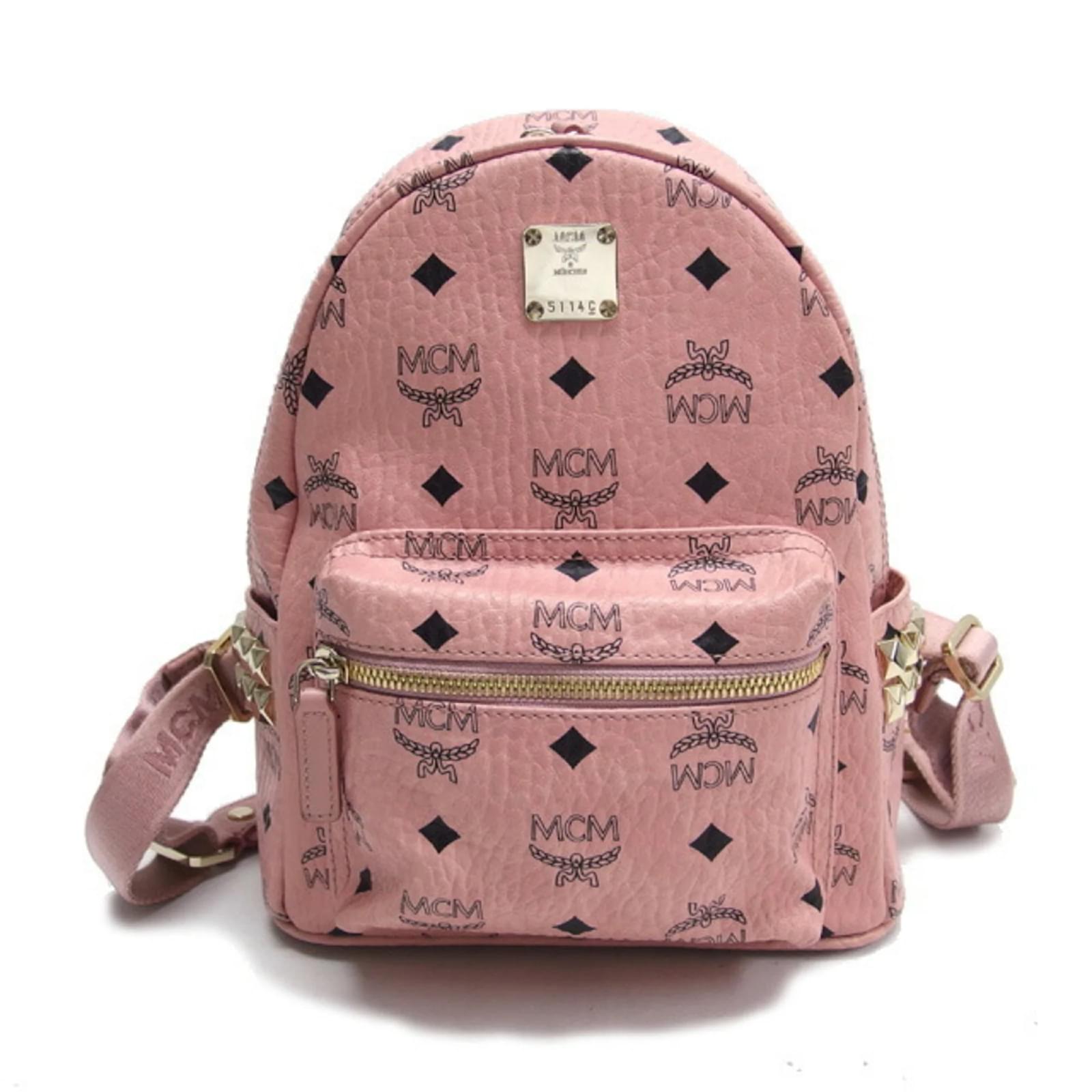MCM Small Backpack Stark Visetos in Pink Leather ref.2040210 - Joli Closet