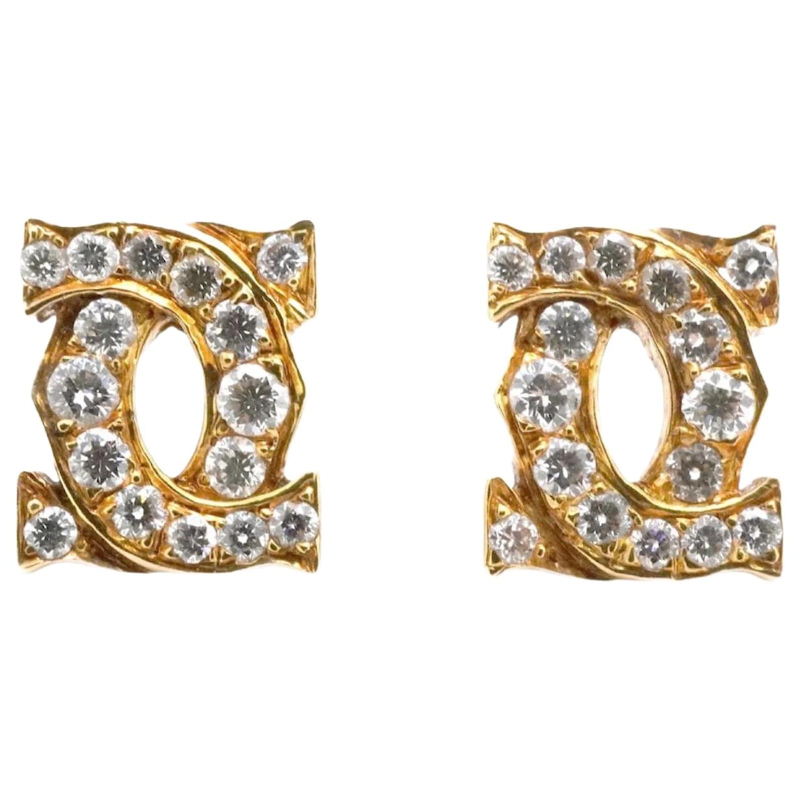 Cartier Entrelacé Stud Earrings in 18K Yellow Gold with Diamonds ref ...