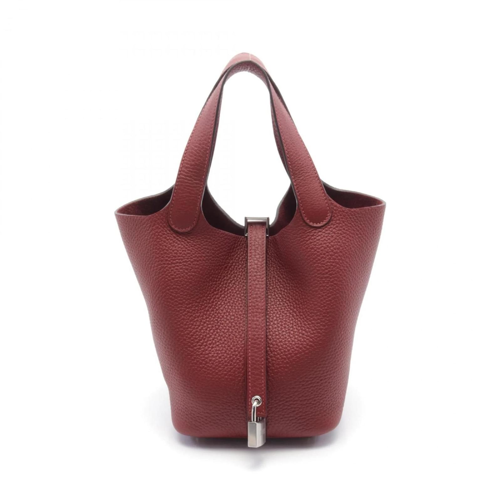 Hermès Hermes Picotin Lock PM Handbag Red Dark red Leather ref.2043489 ...