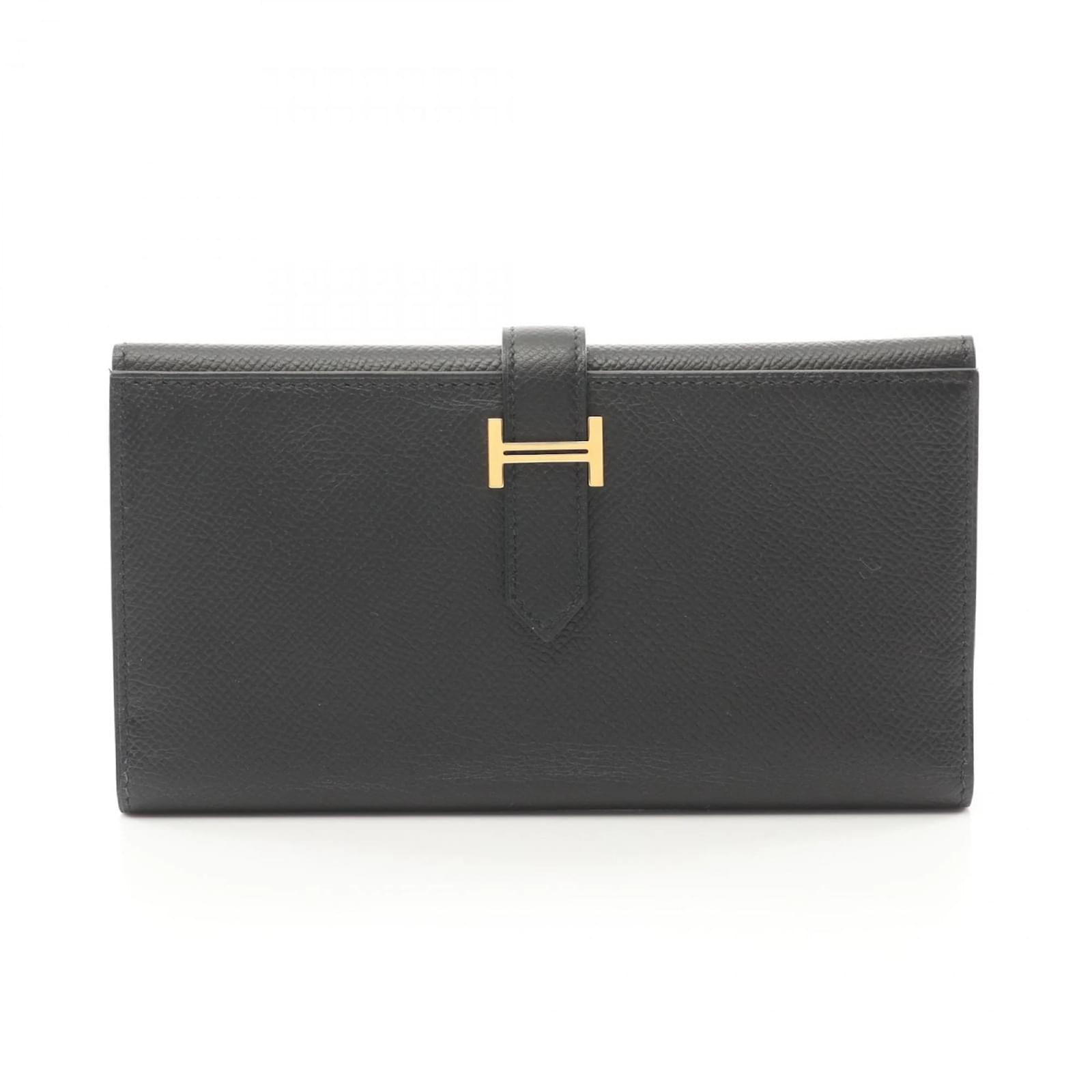 Hermès Hermes Bearn Dupri Tri-fold Long Wallet Black Leather ref ...