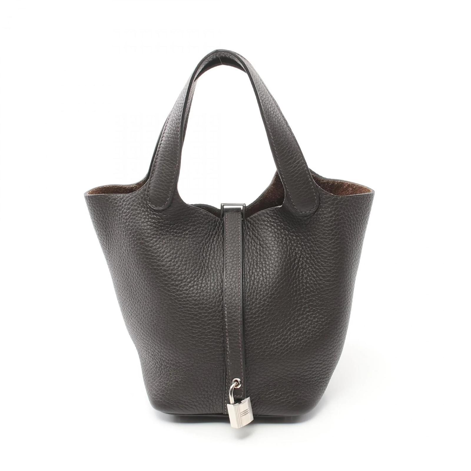 Hermès Hermes Picotin Lock PM Handbag Brown Chocolate Leather ref ...