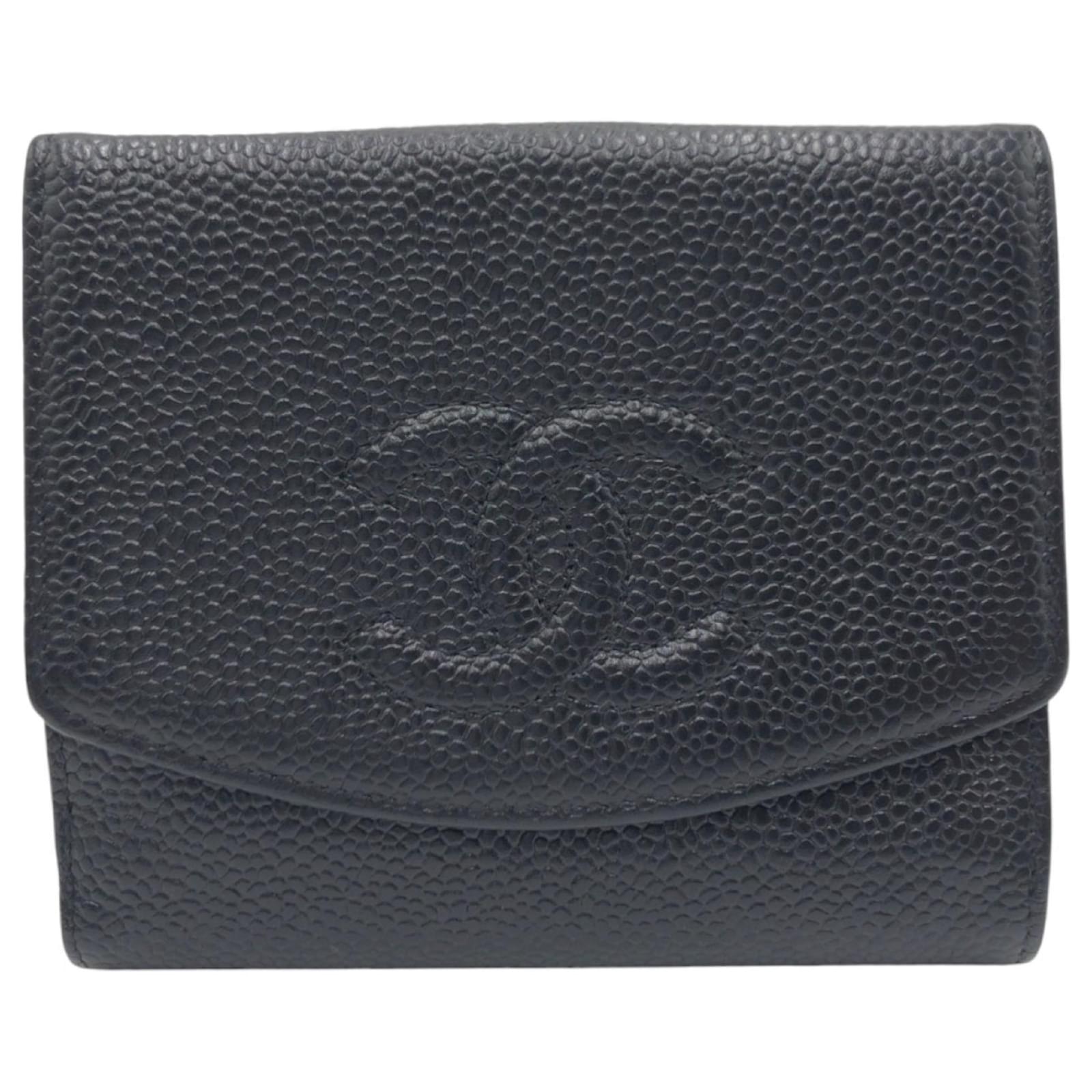 Chanel Coco Mark Black Caviar Skin Bi-fold Wallet Leather ref.2044709 ...
