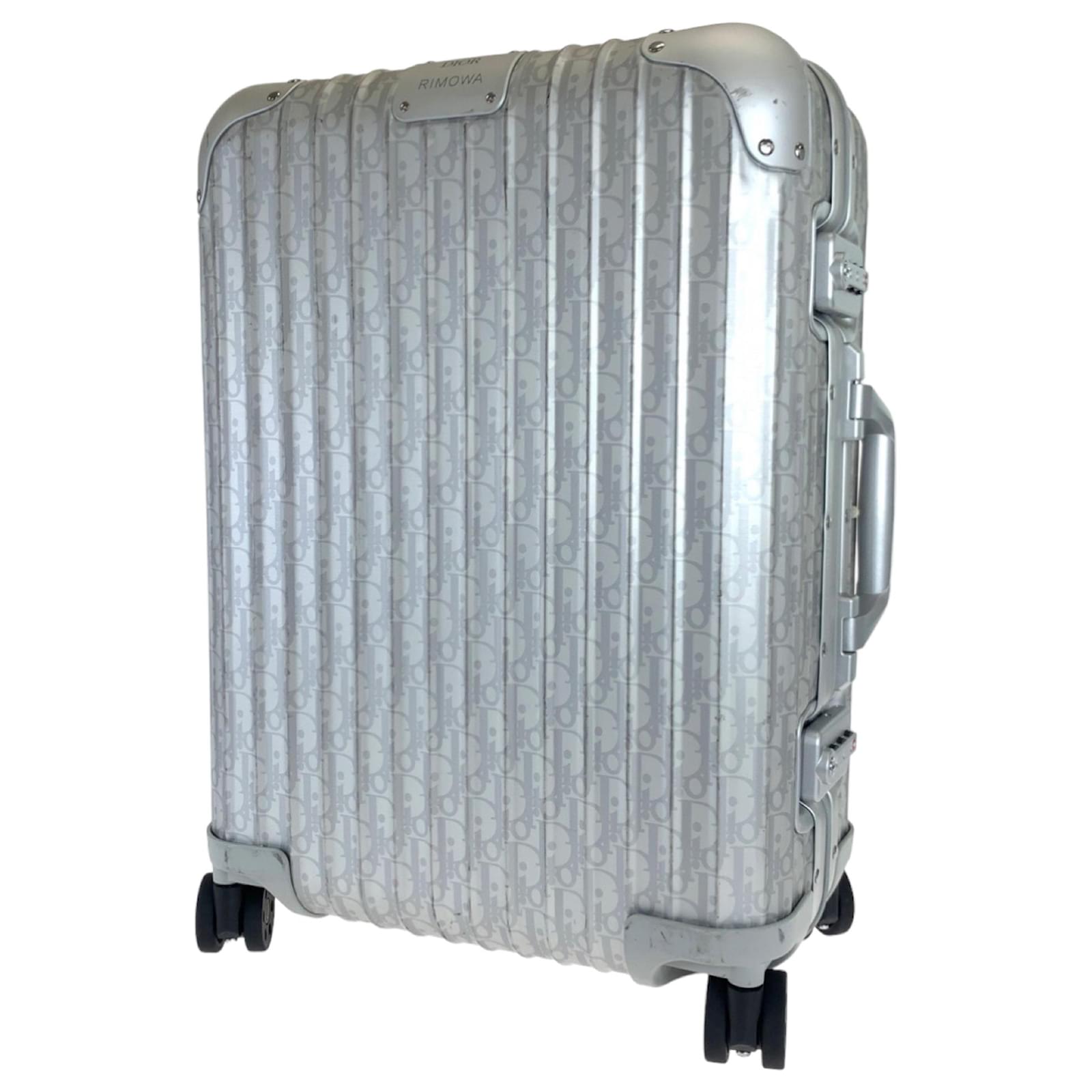 Christian Dior Dior x RIMOWA Oblique Cabin Trotter Suitcase Silvery ref ...