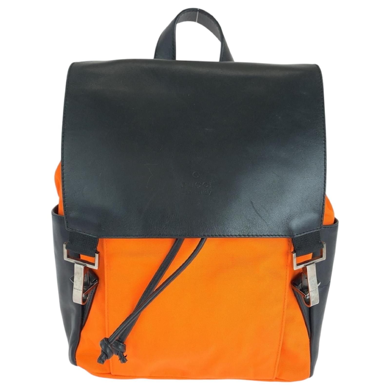 Gucci Orange and Black Nylon Leather Backpack ref.2045487 - Joli Closet