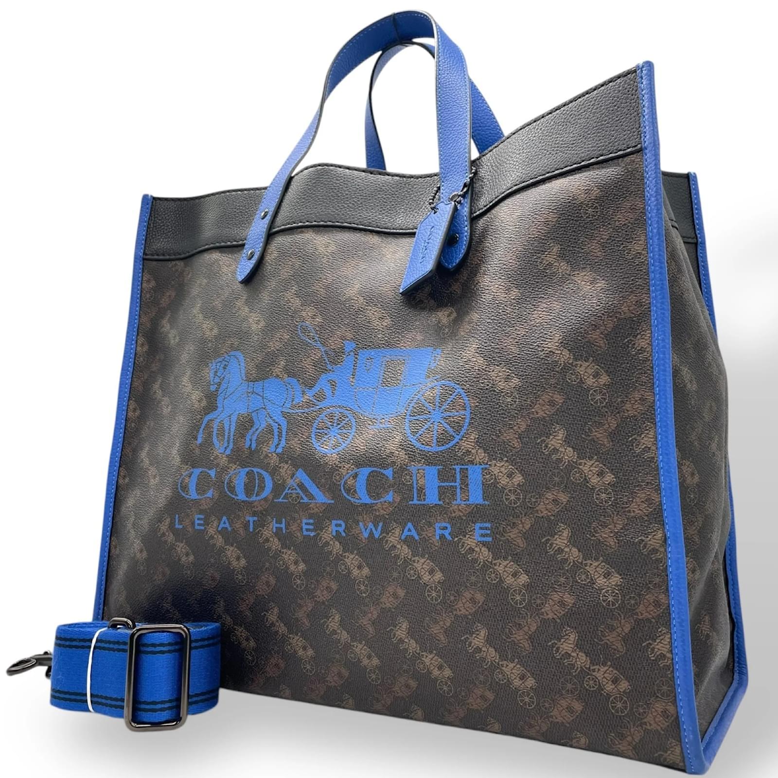COACH 2WAY Field Tote 40 Brown Blue Leather Plastic ref.JC2046093 (Sold ...