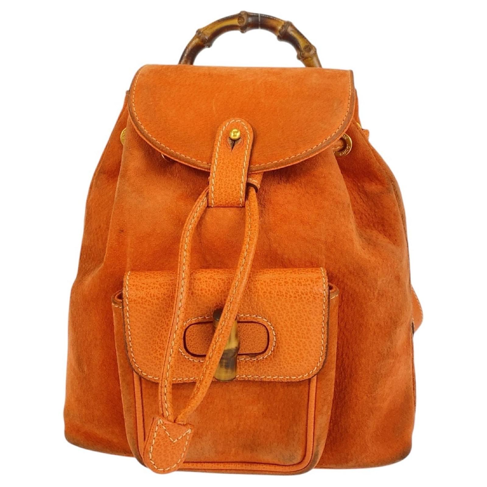 Gucci Bamboo Orange Suede Backpack ref.2046218 - Joli Closet