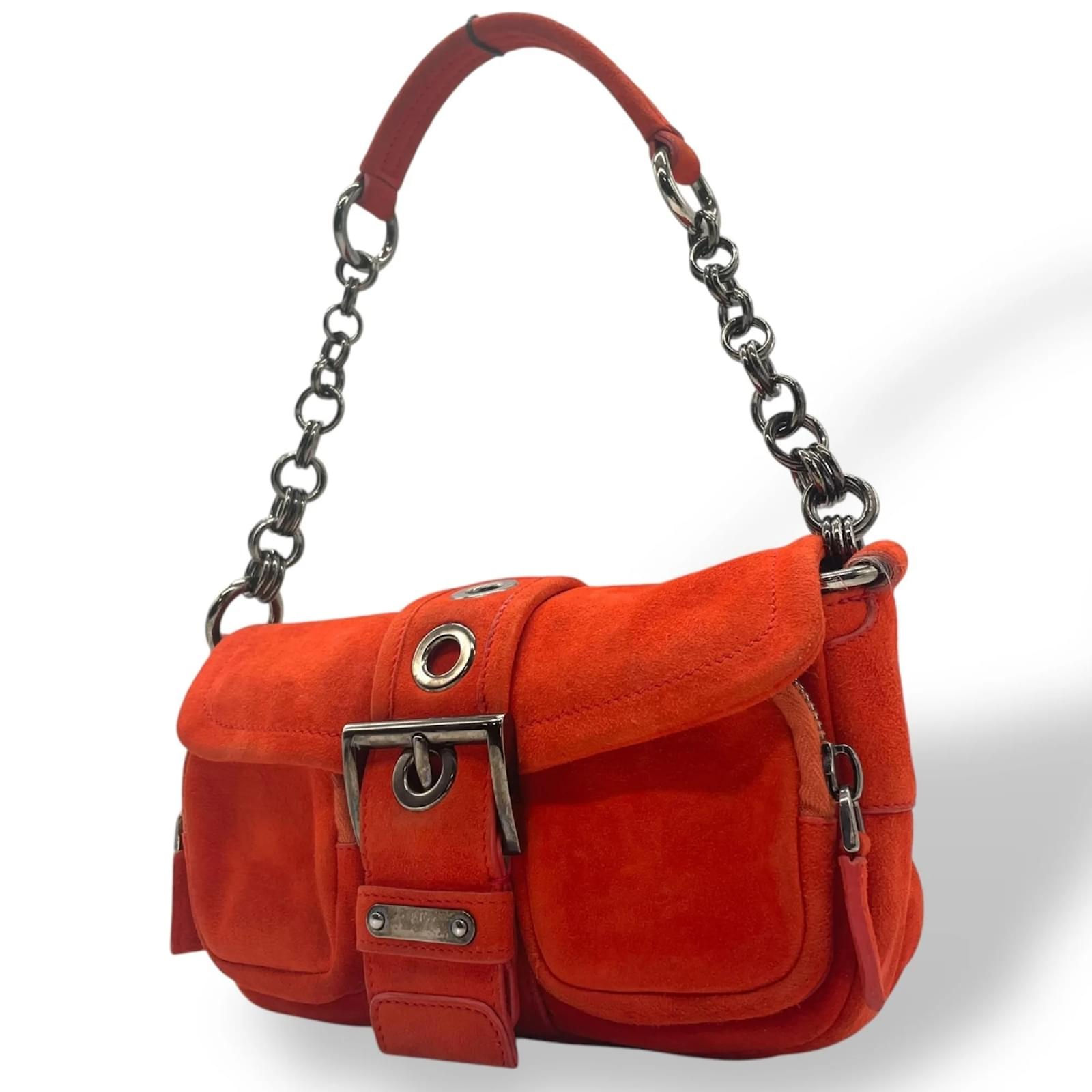 Prada Red Suede Shoulder Handbag ref.2046559 - Joli Closet