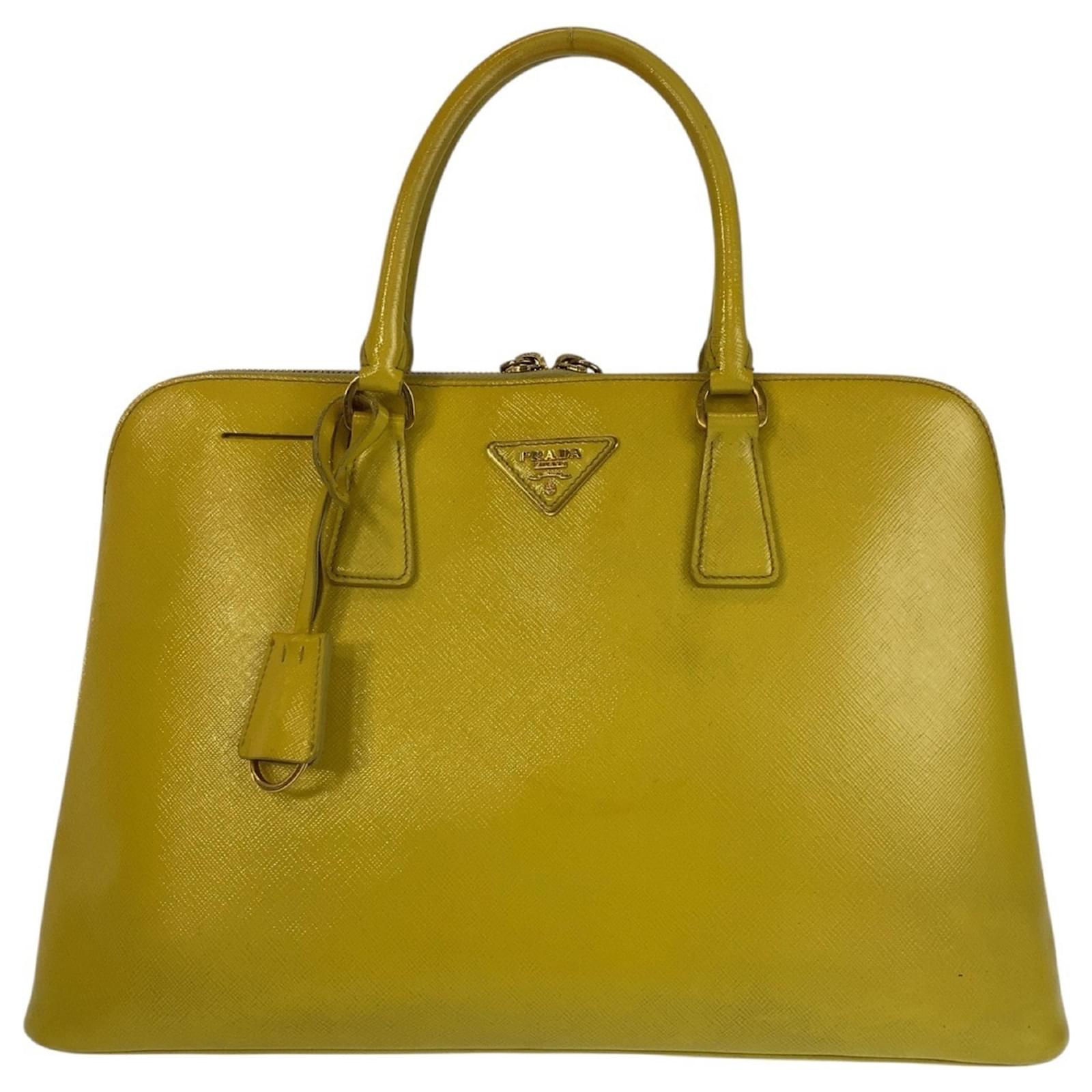 Prada Saffiano Promenade Handbag Yellow Leather ref.2047745 - Joli Closet