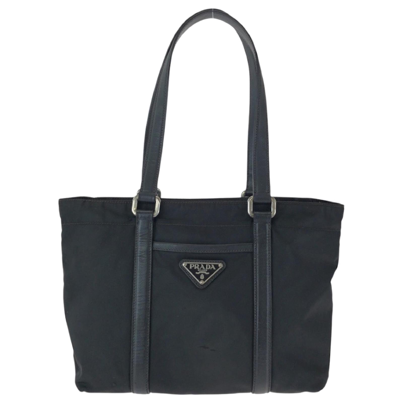 Tote Prada Tessuto Triangle Logo Plate Handbag Black Nylon ref.2048156 ...