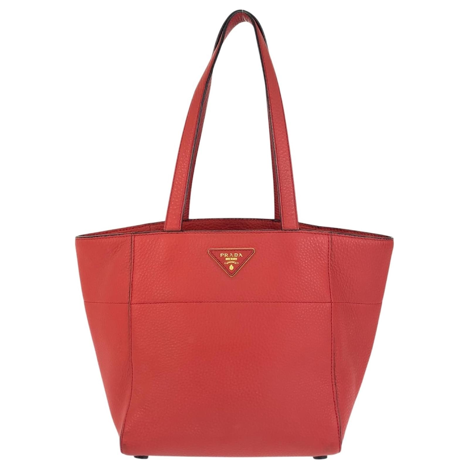 Prada Red Leather Tote Bag with Gold Hardware ref.2048258 - Joli Closet