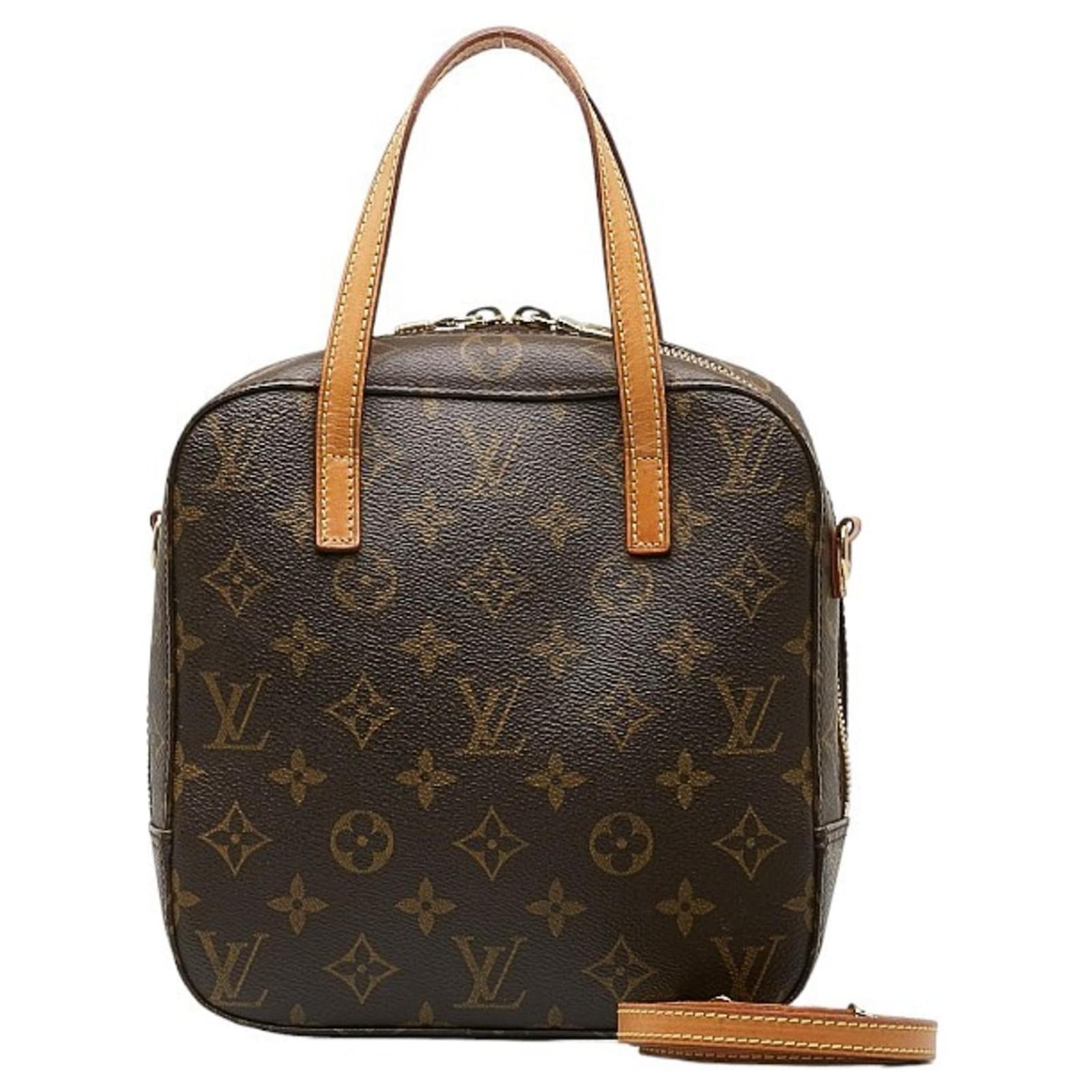 Louis Vuitton Monogram Spontini Handbag Brown Leather Plastic ref ...