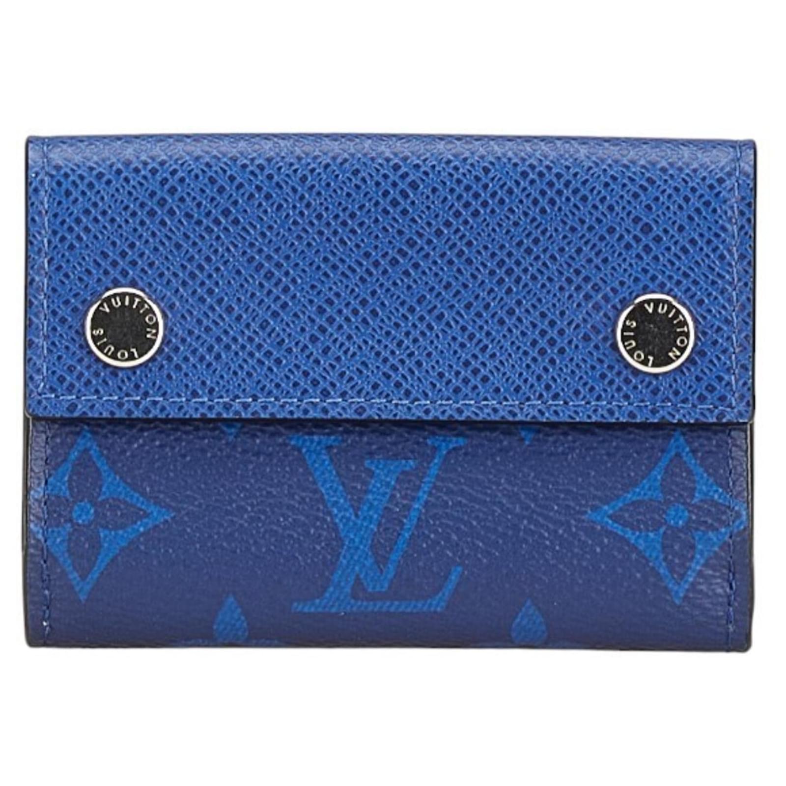 Louis Vuitton Taiga Rama Monogram Discovery Compact Wallet Blue Leather ...