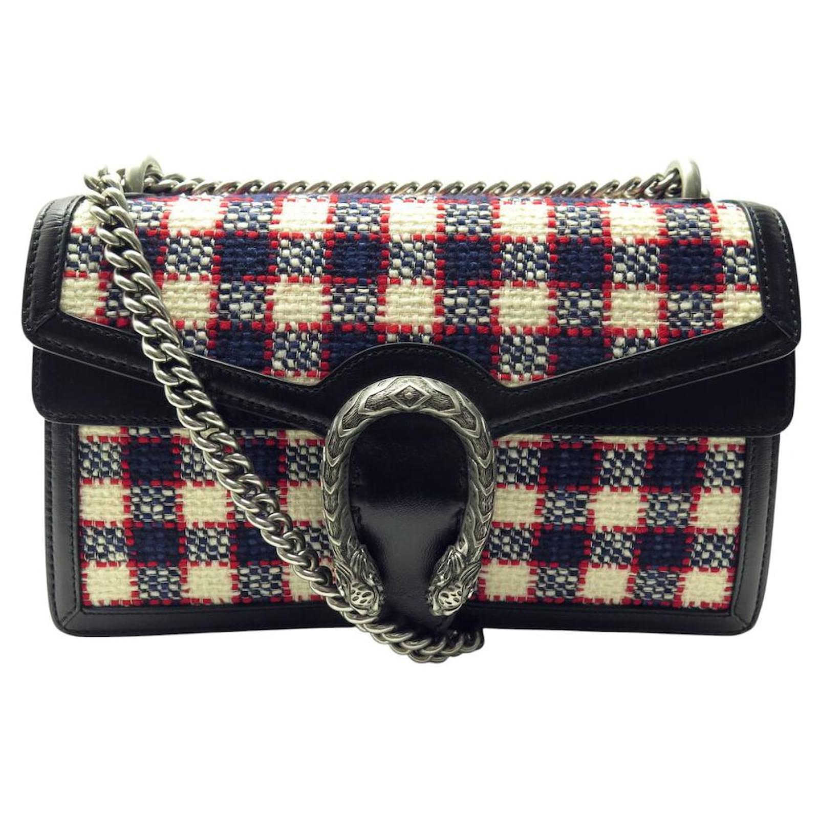 NEW GUCCI DIONYSUS PM 400249 TWEED CHECKERED SHOULDER BAG Multiple ...